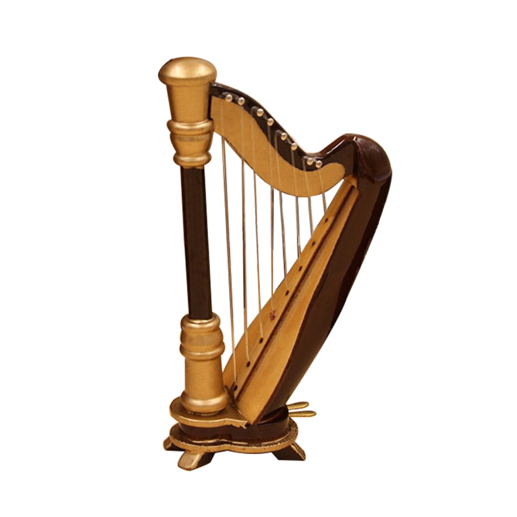 HGYCPP Miniature Harp Model with Case for Dollhouse Decoration ...