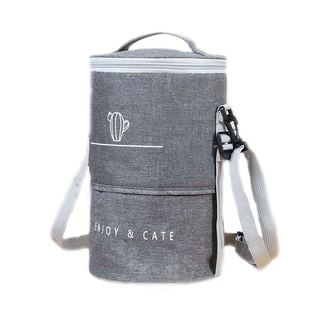 HGYCPP Waterproof Oxford Insulated Round Lunch Tote Portable Cylinder ...