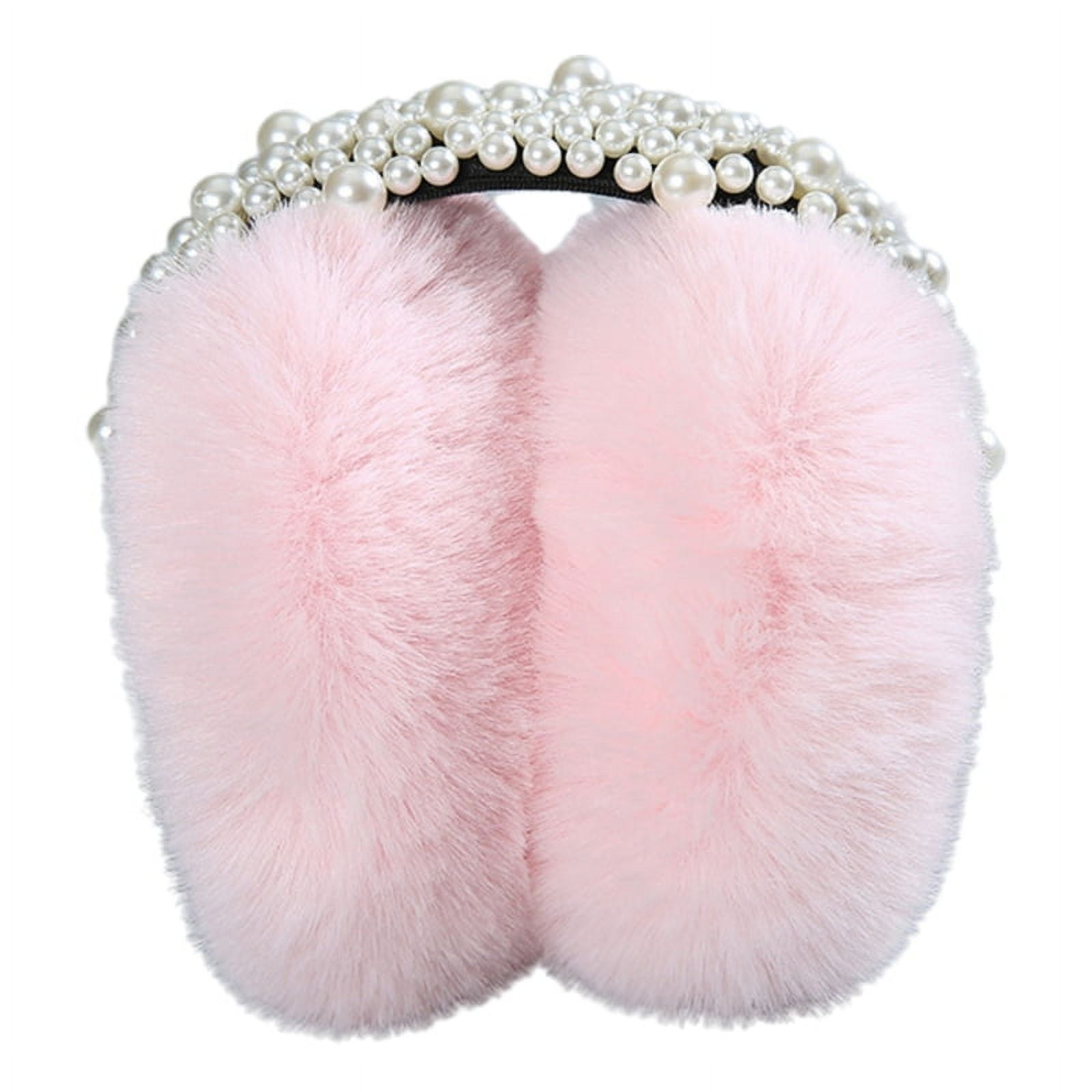 HGYCPP Winter Faux Fur Knit Adjustable Earmuffs, Warm Fuzzy Ear Warmers ...