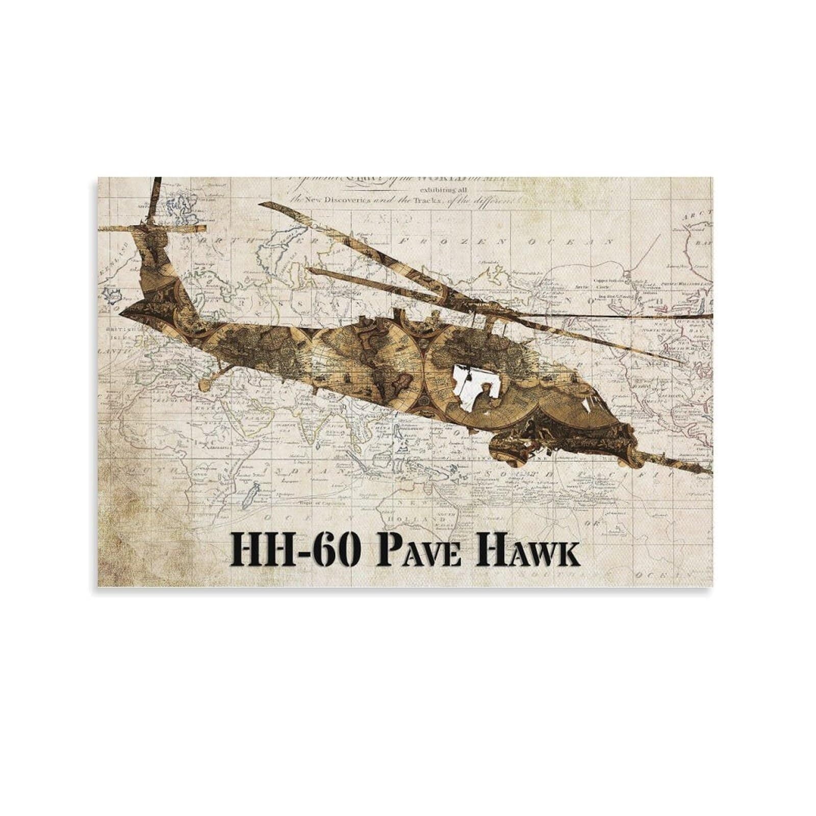 HH-60 Pave Hawk Helicopter Vintage Map Poster HH60 Pavehawk Canvas Art ...