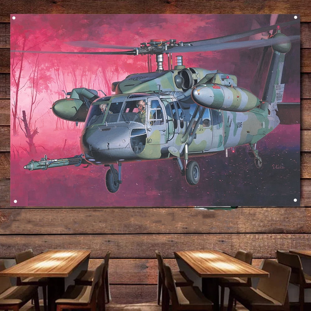 HH-60D Night Hawk Attack Helicopter Banner Wall Art - 38" x 57 ...