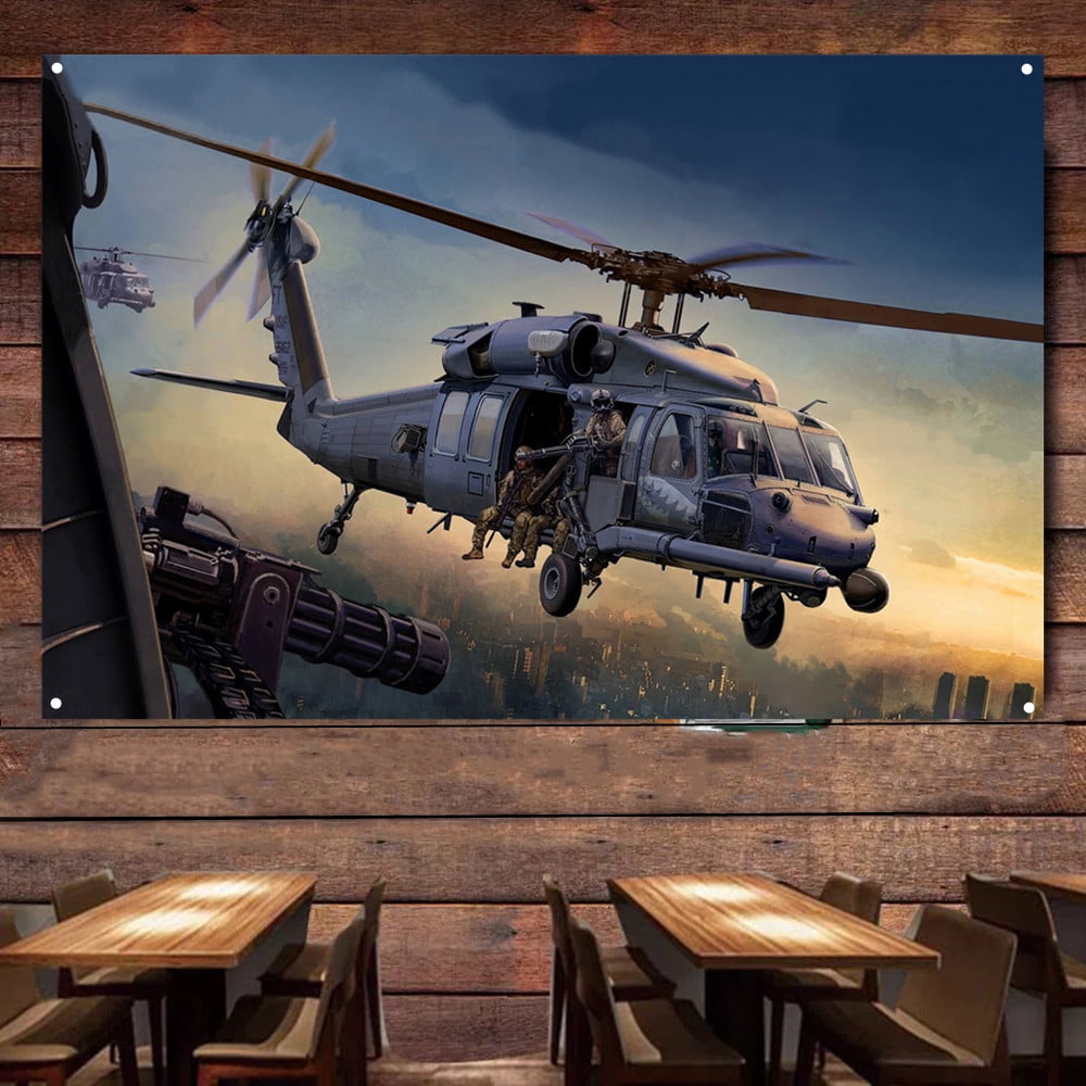HH-60G 'Pave Hawk' Attack Helicopter Banner Wall Art Canvas Banner - 38 ...