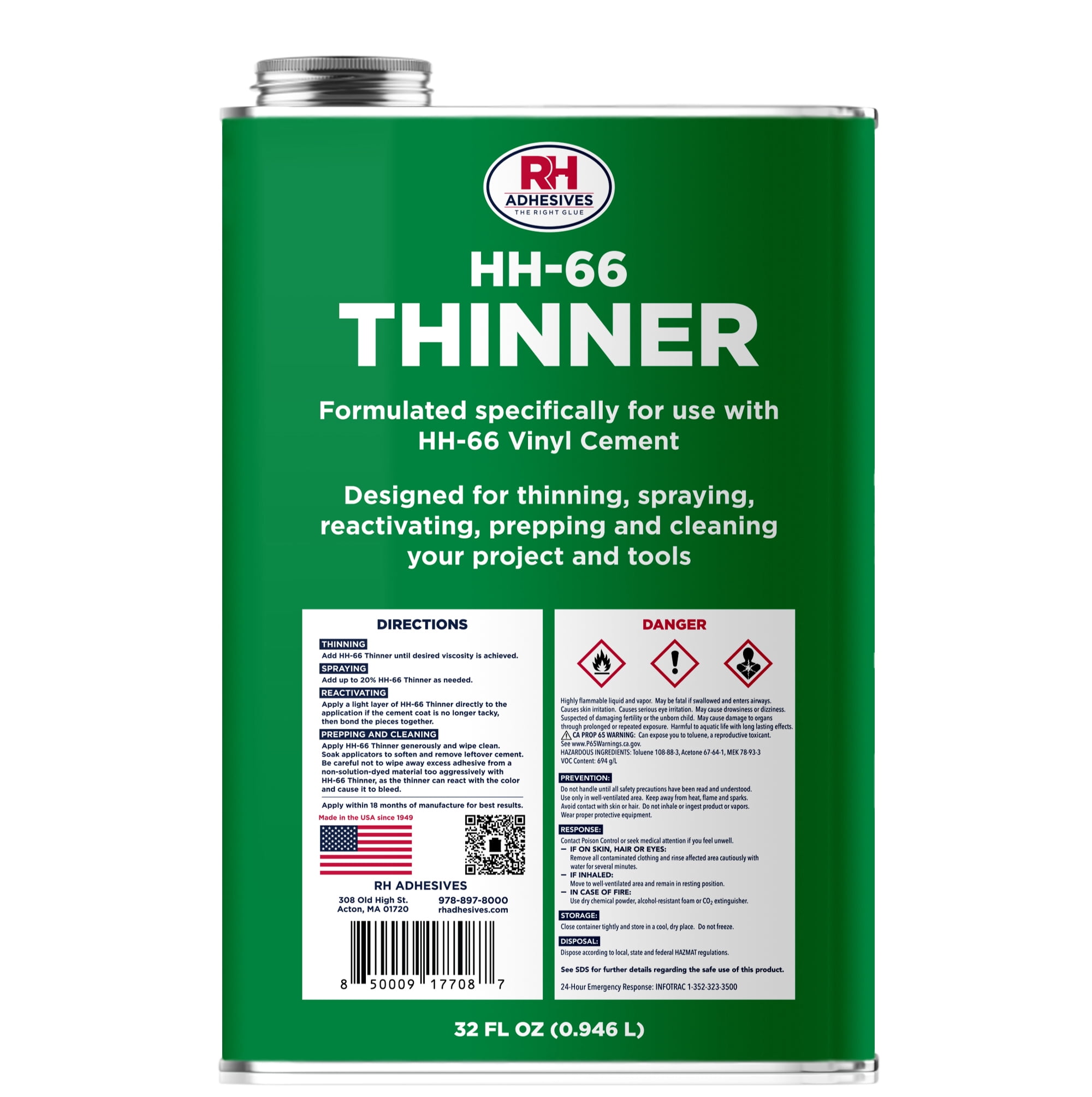 RH Adhesives HH-66 Thinner, 32 oz. Spray Bond Prep Can - Walmart.com