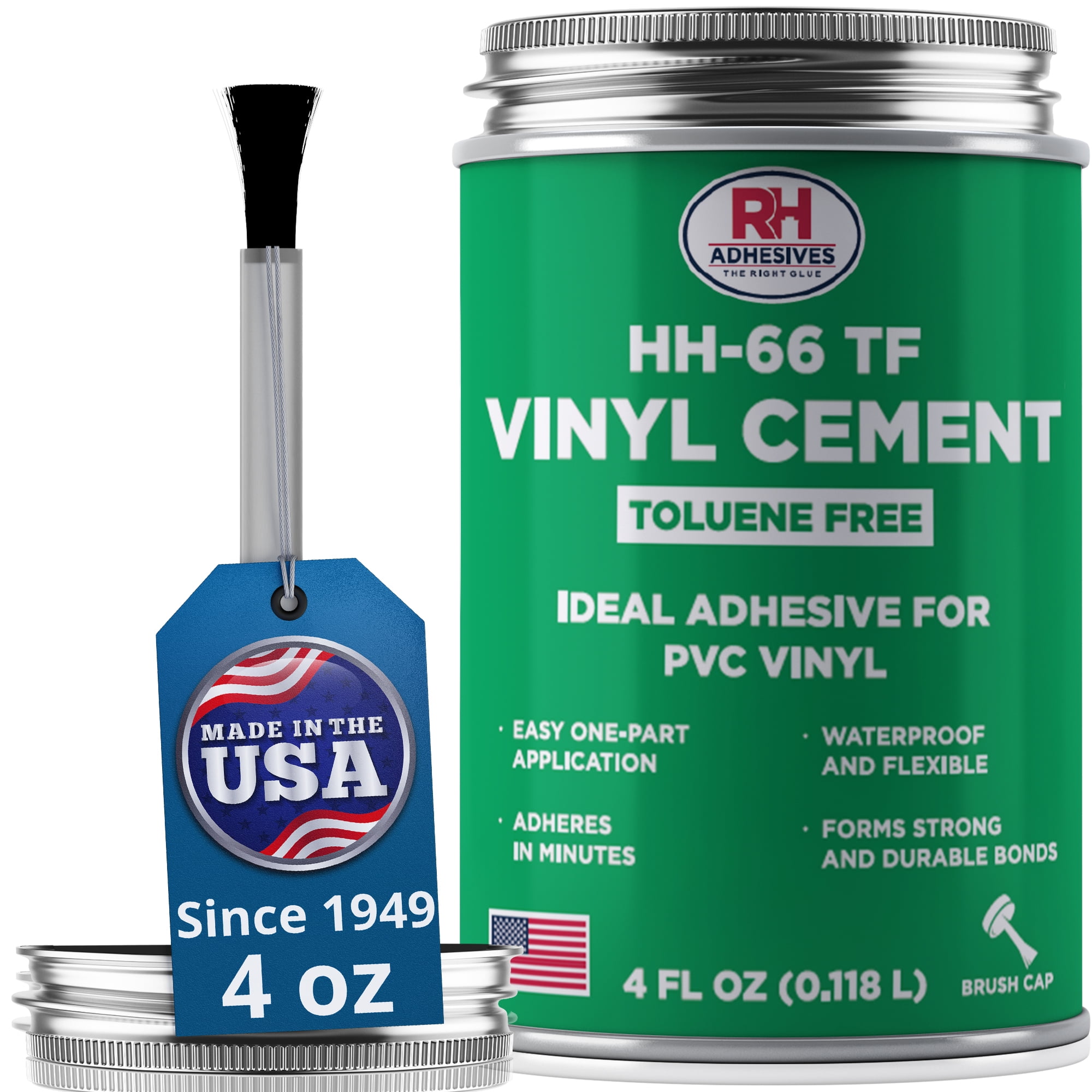 RH Adhesives HH-66 Vinyl Cement, 4 oz can, Clear Adhesive for PVC Vinyl ...