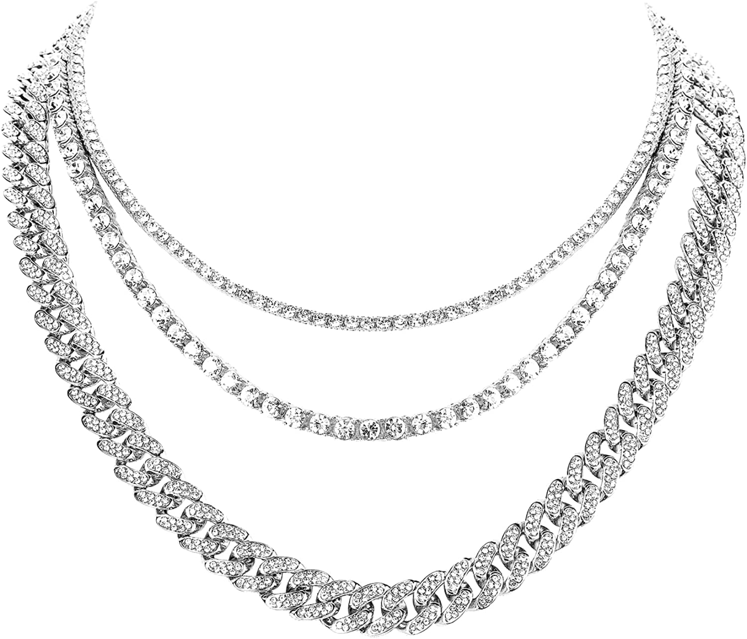 HH Bling Empire Gold Tennis and Cuban Link Chain for Men,Iced Out Mens ...