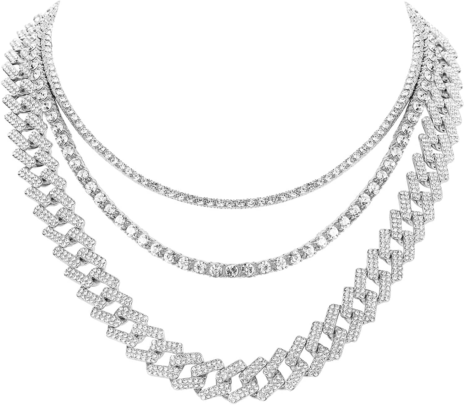 HH Bling Empire Gold Tennis and Cuban Link Chain for Men,Iced Out Mens ...