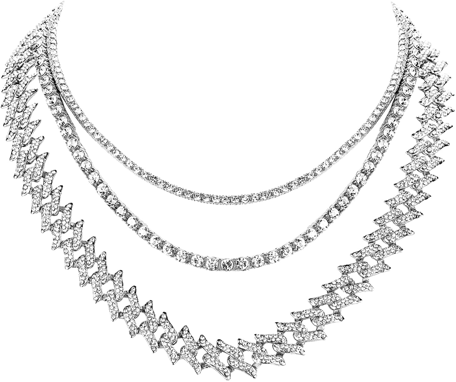 HH Bling Empire Gold Tennis and Cuban Link Chain for Men,Iced Out Mens ...