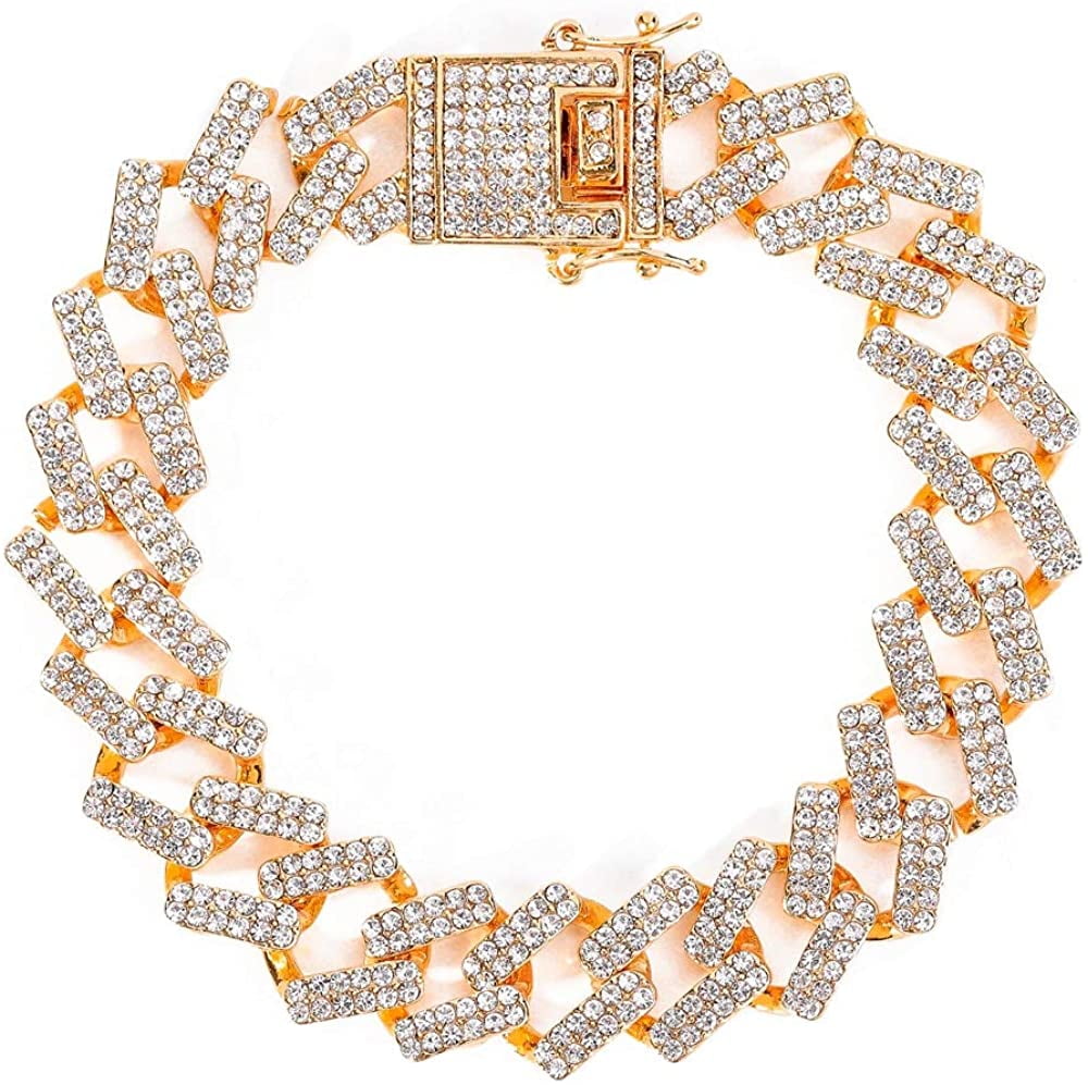 HH Bling Empire Iced Out Diamond Cuban Link Chain for Men Women Silver ...