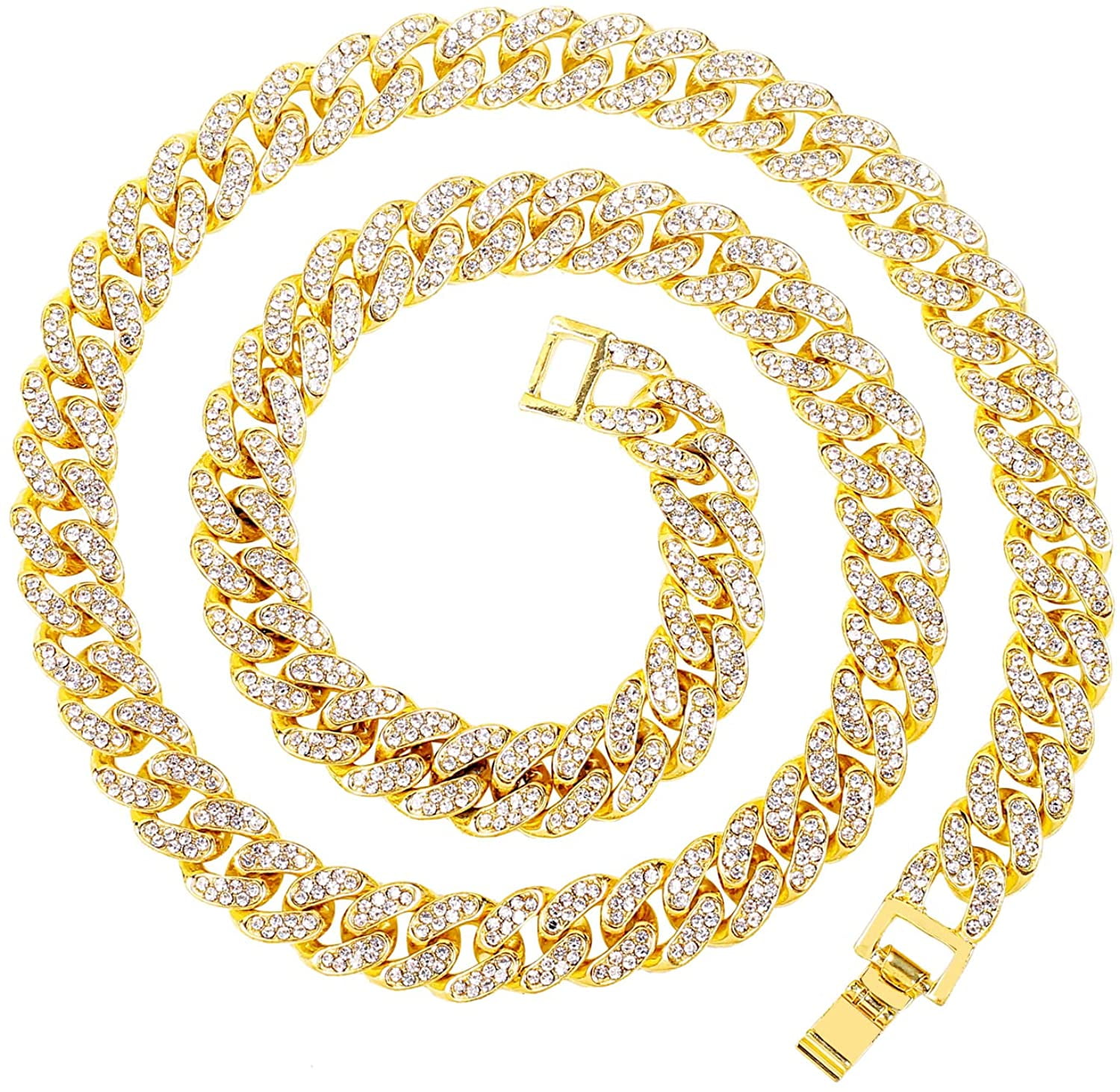 HH Bling Empire Silver or Gold Cuban Link Chain for Men,Iced Out ...