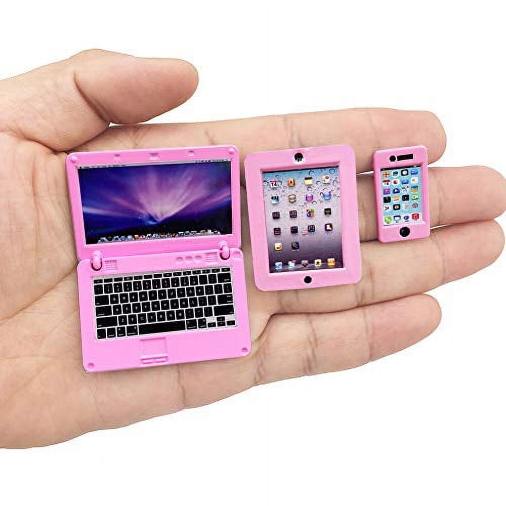 HH-Eason 3 Pack Dollhouse Mini Laptop Tablet and Smart Phone Scene ...