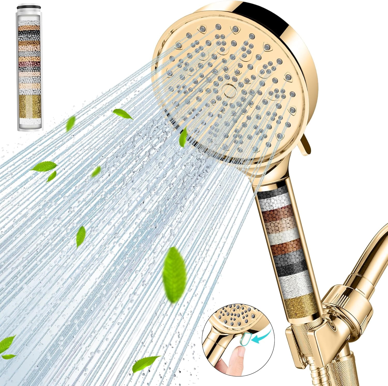 HH Filtered Shower Head with Handheld, High Pressure 6 Spray Mode ...