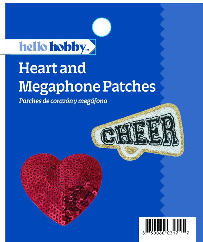 Hello Hobby Cheerleader Heart and Megaphone Patches, Pack of 2 ...