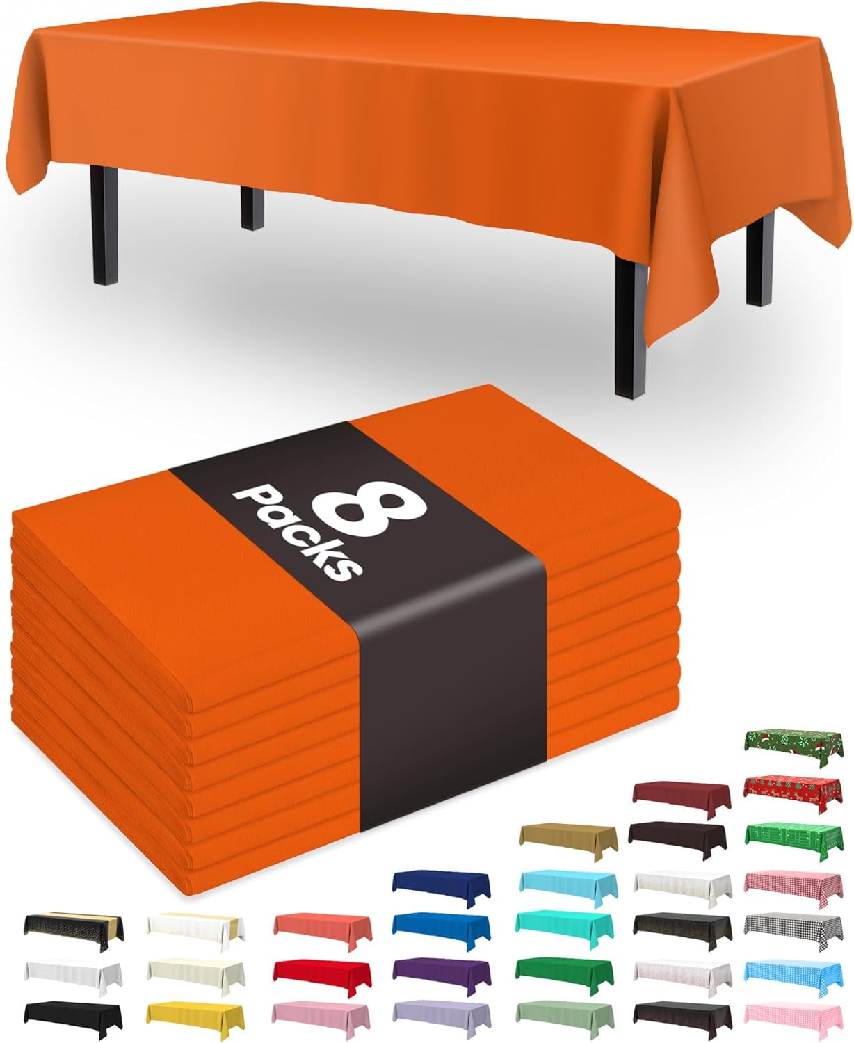 HH Plastic Table Cloth Disposable 8 Pack, 54 x 108 Inch Table Cloths ...