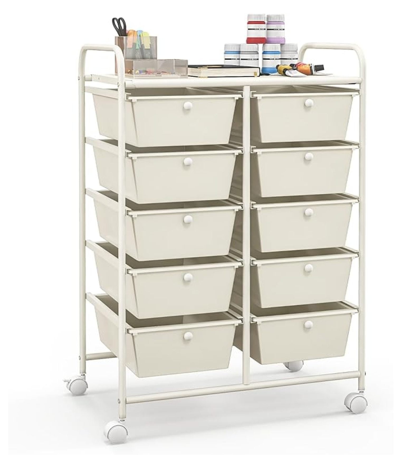 HHBEAUTY 10 Drawers Rolling Cart, Classroom Organizers, Storage Cart ...