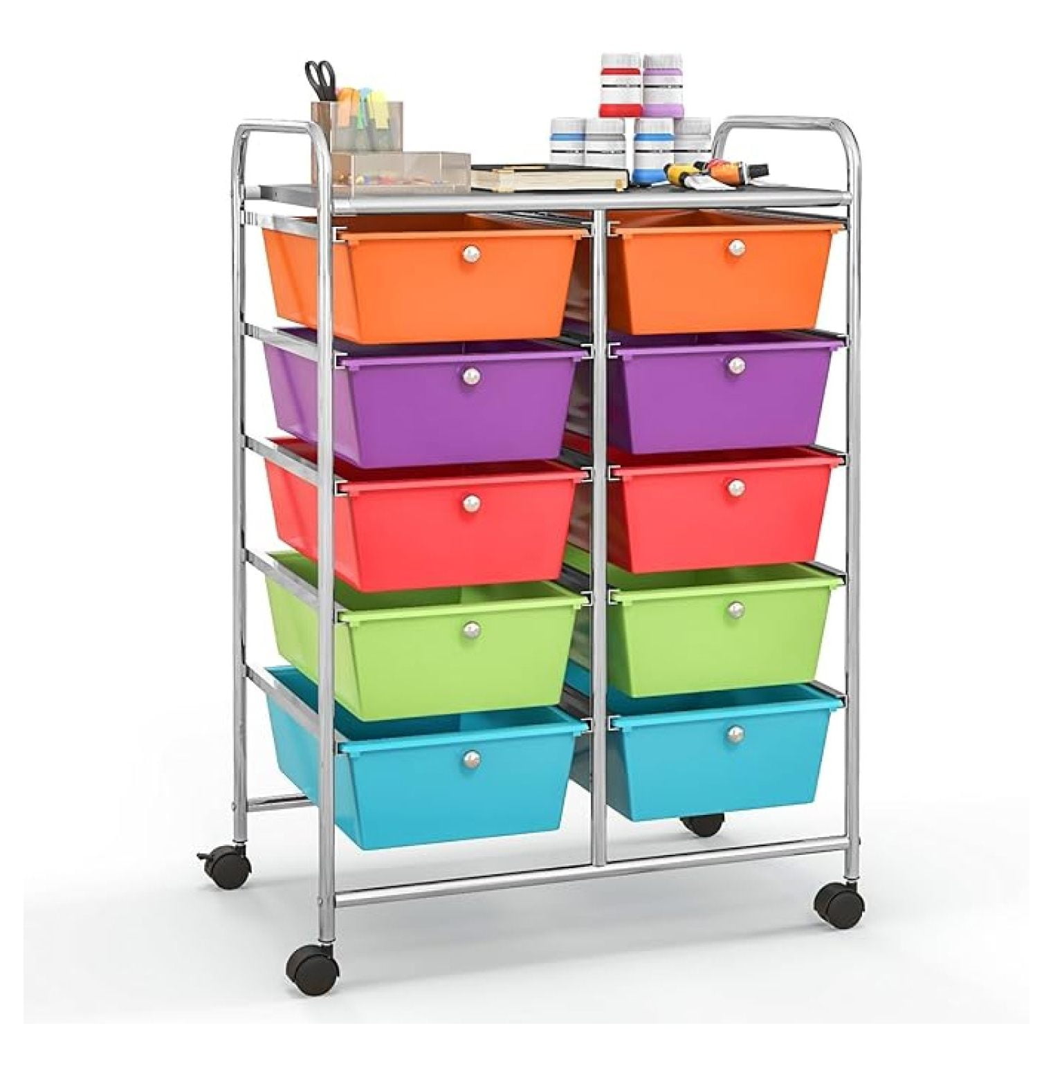 HHBEAUTY 10 Drawers Rolling Cart, Classroom Organizers, Storage Cart ...