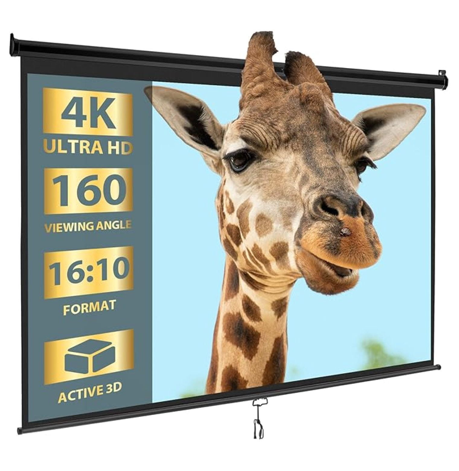 HHBEAUTY 100'' 16:10 HD Projection Screen, Foldable Anti-Crease ...