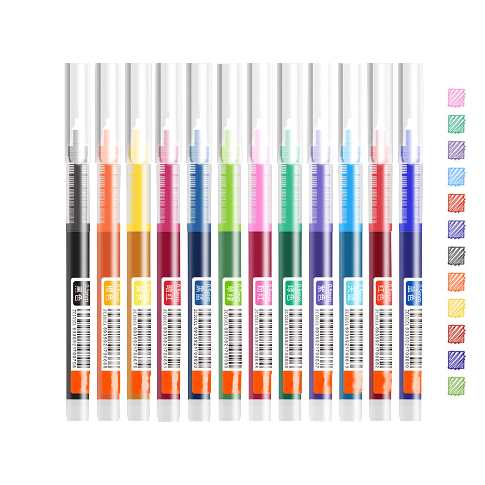 HHBEAUTY 12PCS Liquid Ink Rolling Ball Pens, Quick Dry Ink 0.5 mm Extra ...