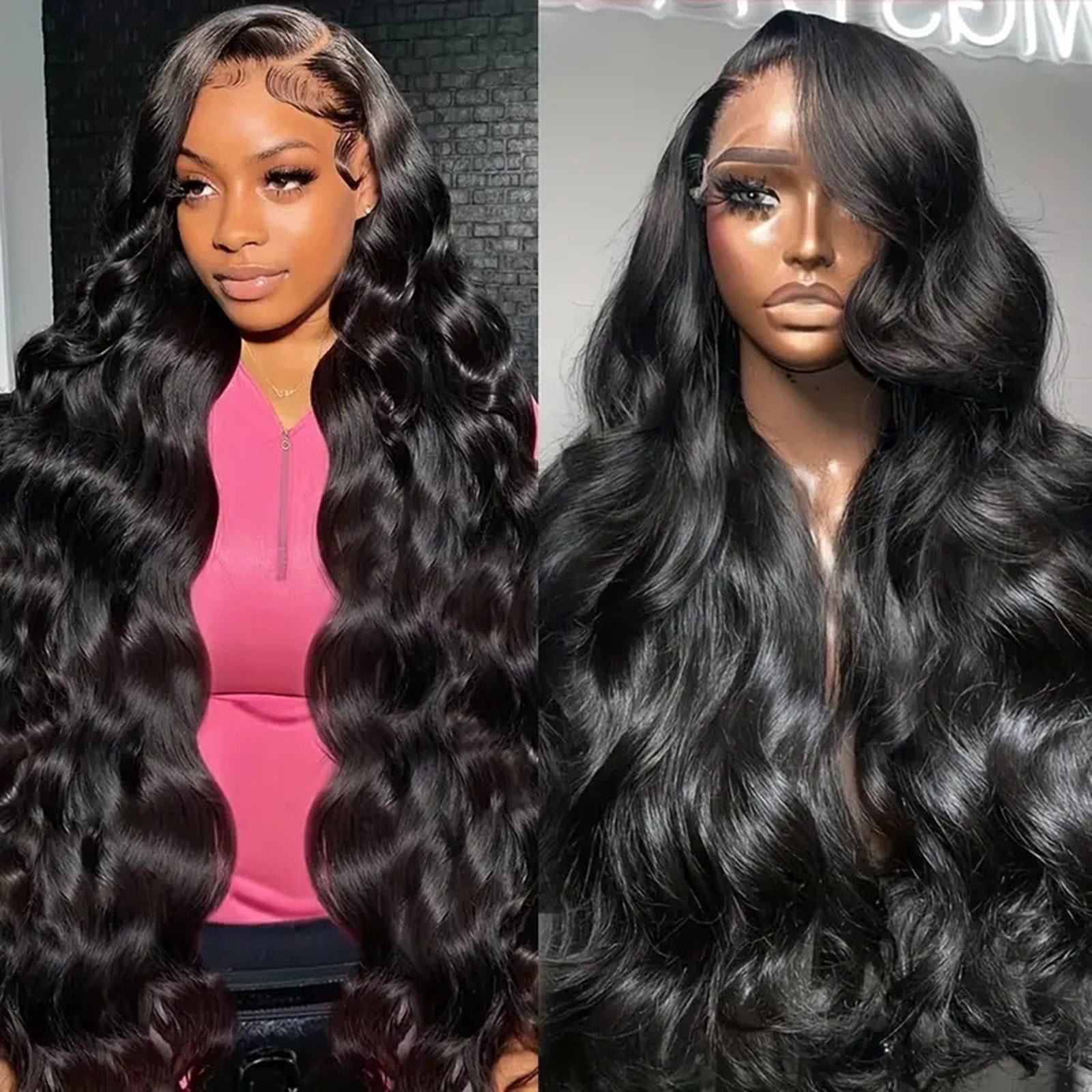 HHBEAUTY 22 Inch Synthetic Curly Wigs for Women Long Black Hair Wig ...