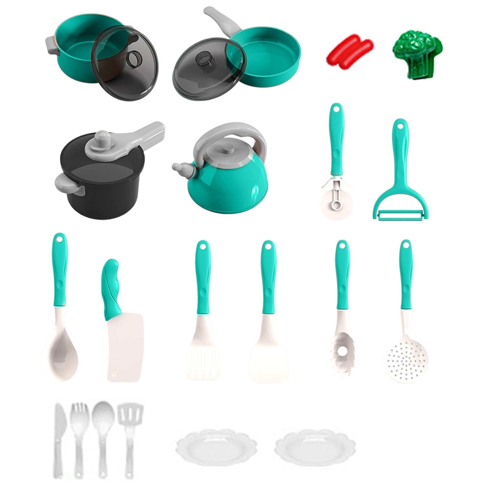 HHBEAUTY 22Pcs Kitchen Playset, Toddler Pretend Cooking Play Pots, Play ...