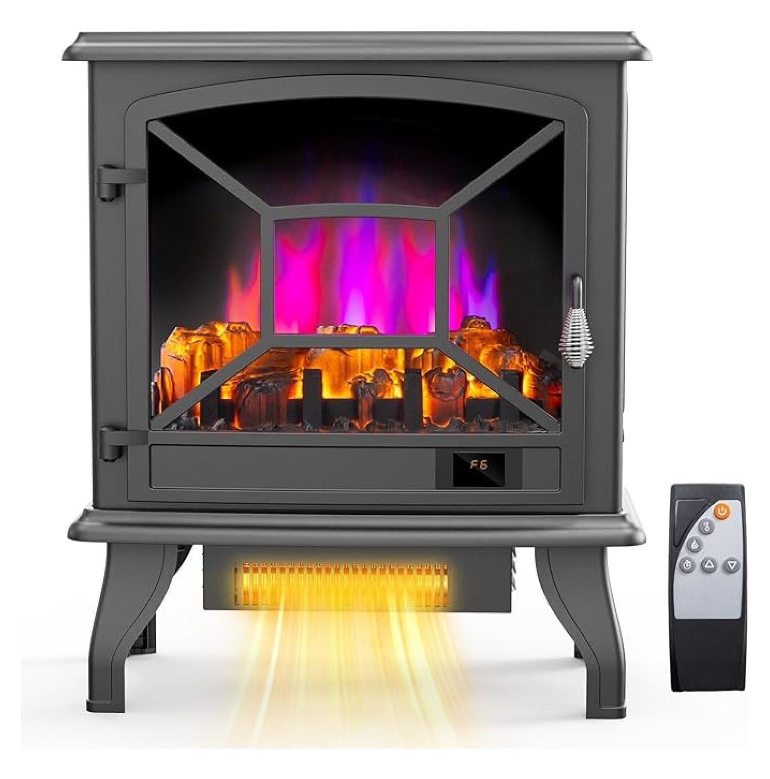 HHBEAUTY 23"H Electric Fireplace Stove Space Heater, 1400W Portable ...