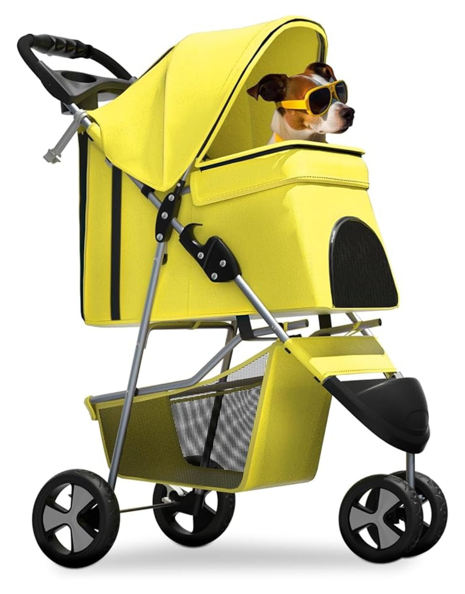 HHBEAUTY 3-Wheel Pet Stroller, Foldable Travel Jogger for Small ...