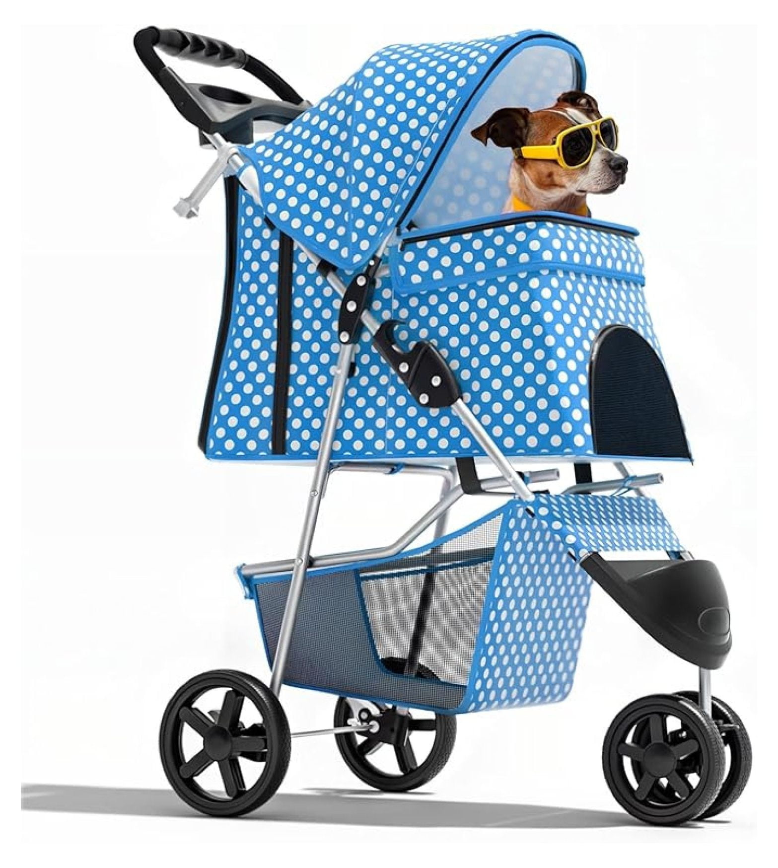 HHBEAUTY 3-Wheel Pet Stroller, Foldable Travel Jogger for Small ...