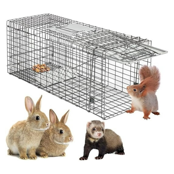 HHBEAUTY 32 Inch Live Animal Cage Trap, One-Door Collapsible Catch and ...