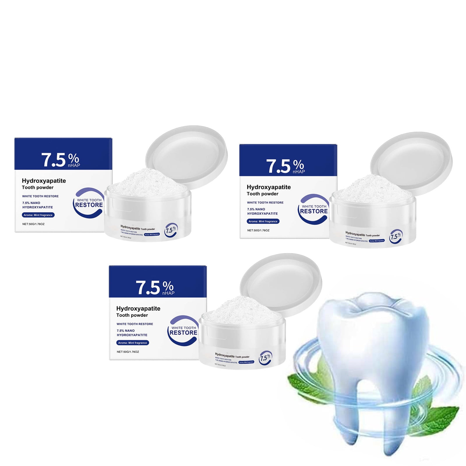 HHBEAUTY 3Pcs Microcrystalline Hydroxyapatite Powder, 7.5% ...