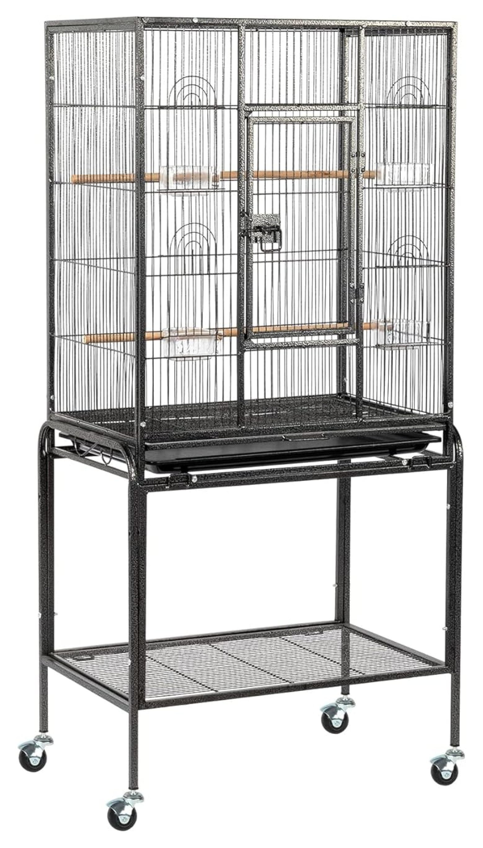 Qtypgm 53-inch Large Bird Cage with Rolling Stand, Durable Wrought Iron ...
