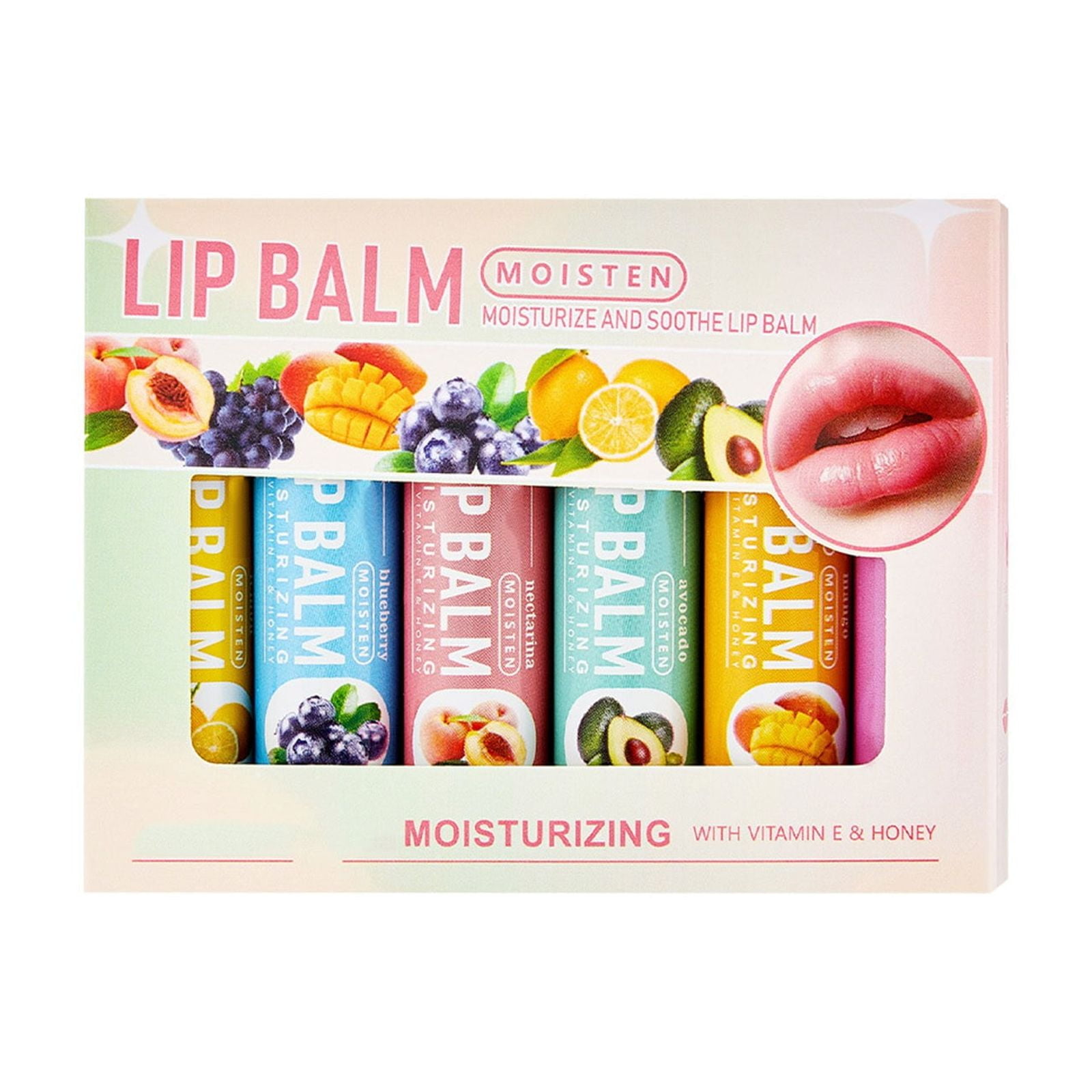 HHBEAUTY 6 Pack Lip Balm Set Fruit Flavored Natural Lip Balm Bulk for ...