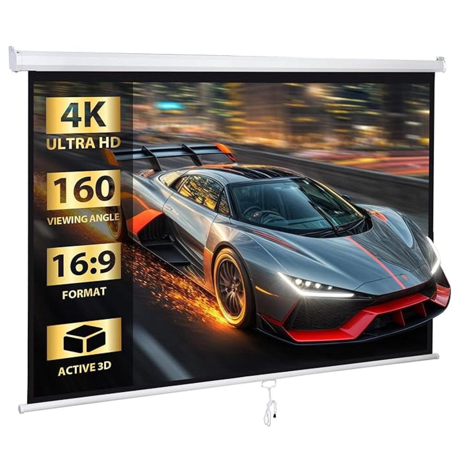 HHBEAUTY 80'' 16:9 HD Projection Screen, Foldable Anti-Crease Portable ...