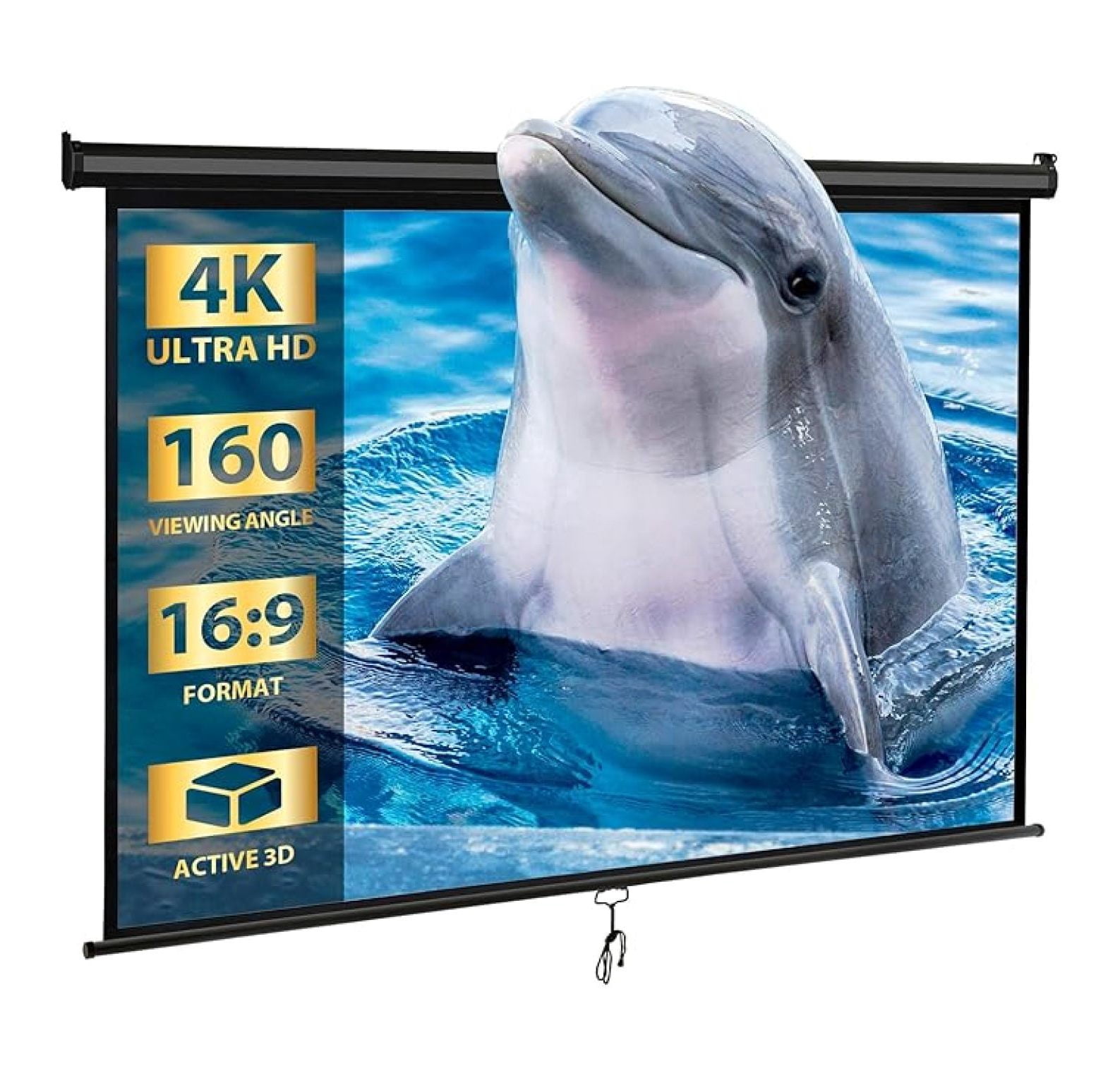 HHBEAUTY 80'' 16:9 HD Projection Screen, Foldable Anti-Crease Portable ...