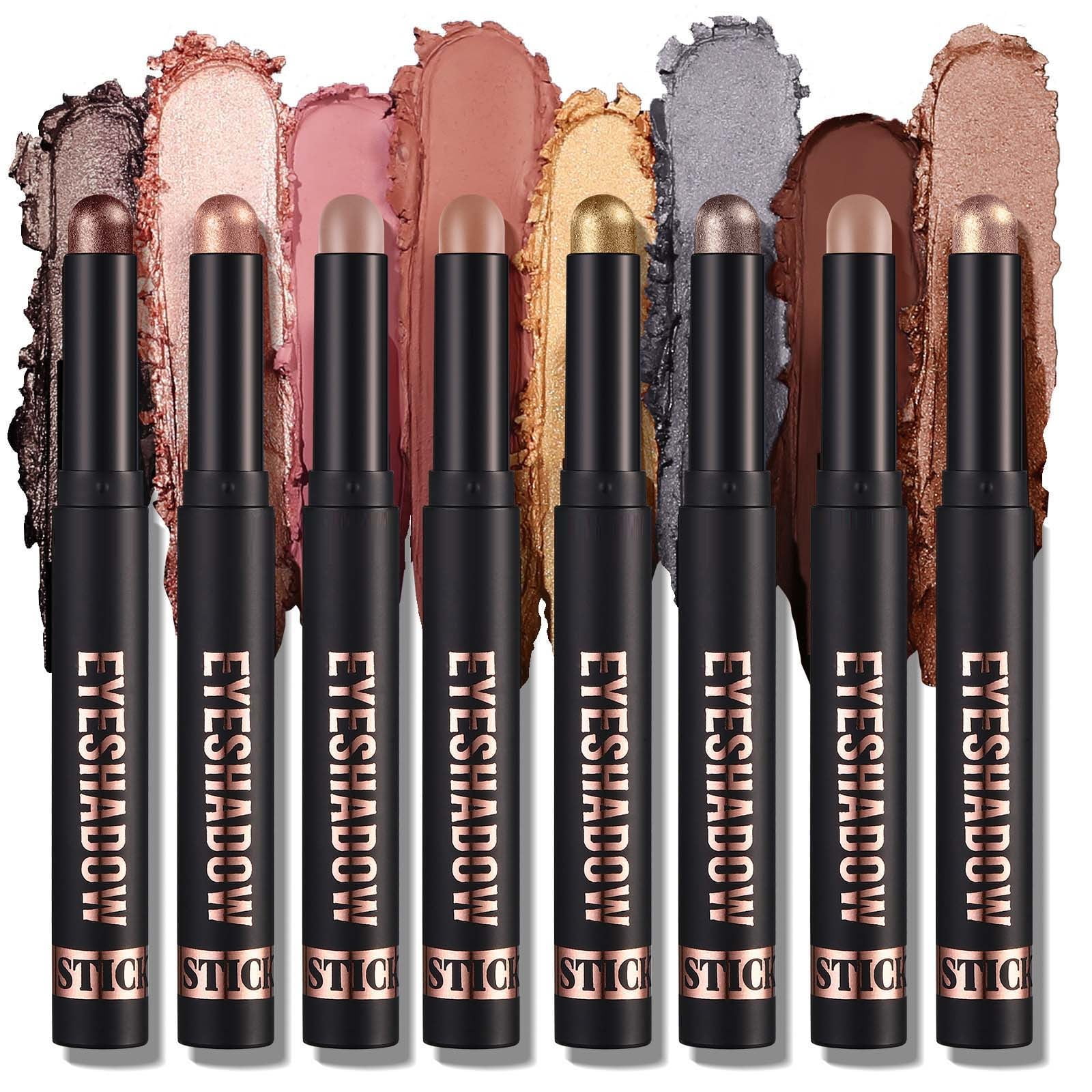 HHBEAUTY 8Pcs Cream Eye Shadow Brightener Sticks Makeup Set for Eyes ...