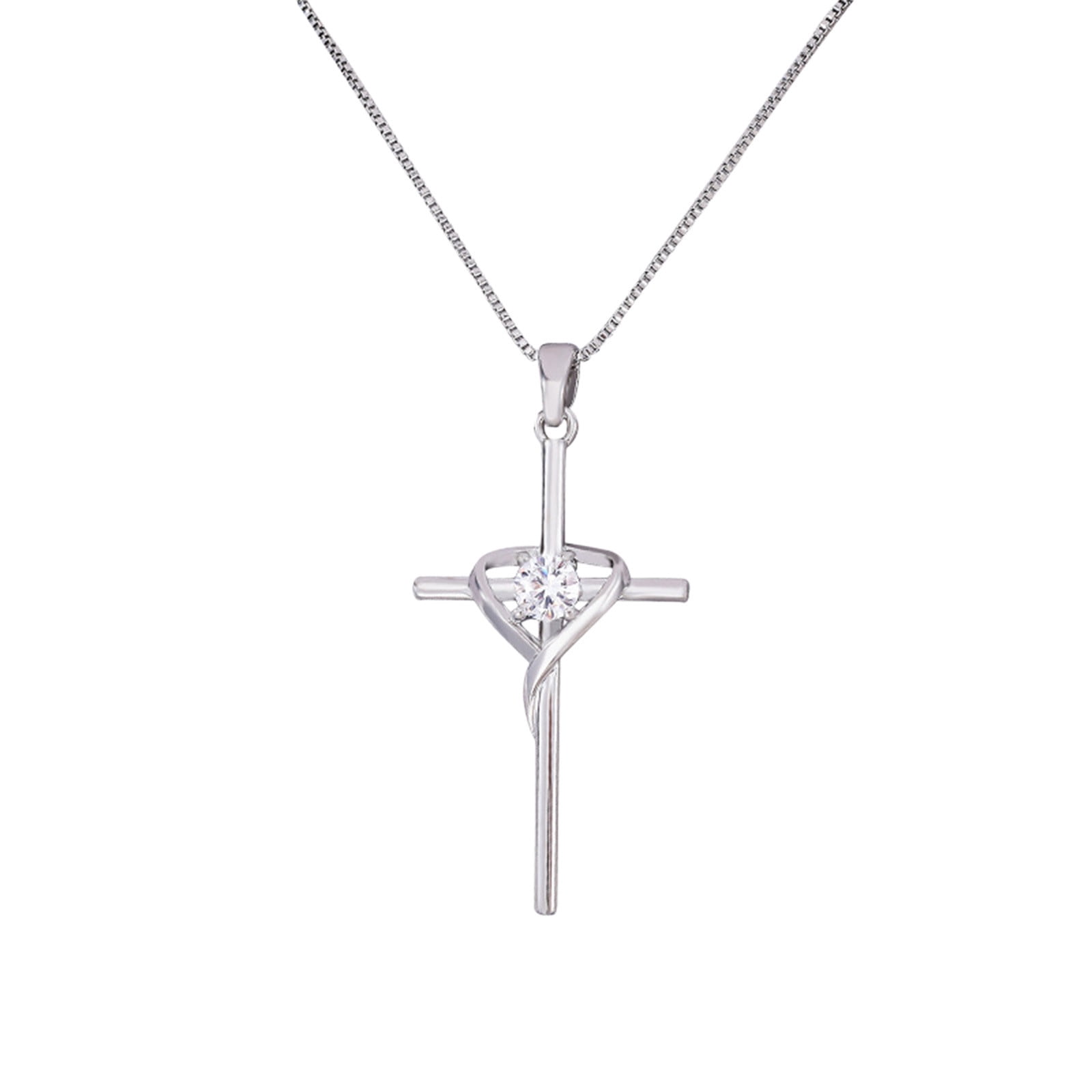 HHBEAUTY 925 Silver Cross Necklace for Women Men, 5A CZ Birthstone ...