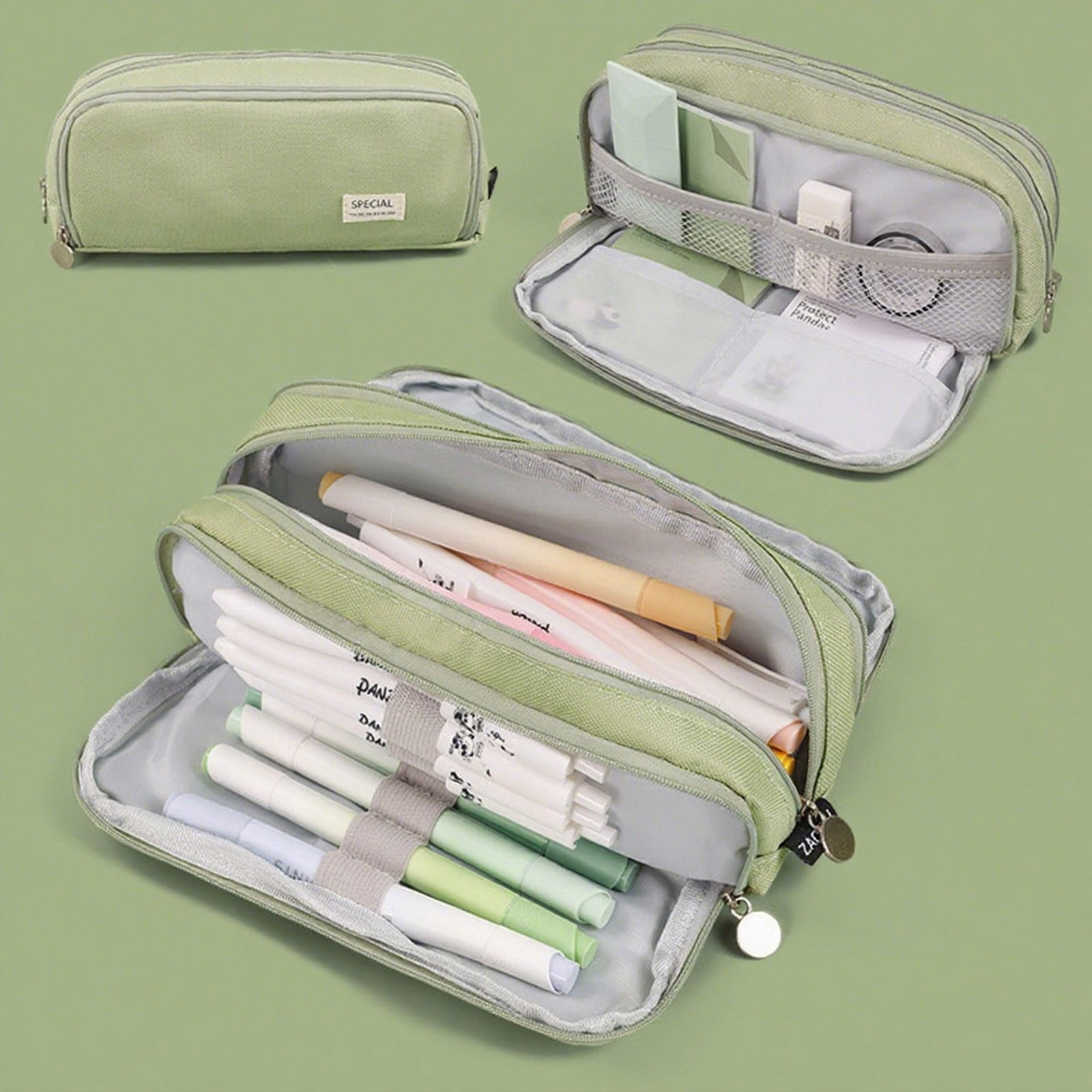 HHBEAUTY Big Capacity Pencil Case 3 Compartments Large Pencil Pouch ...