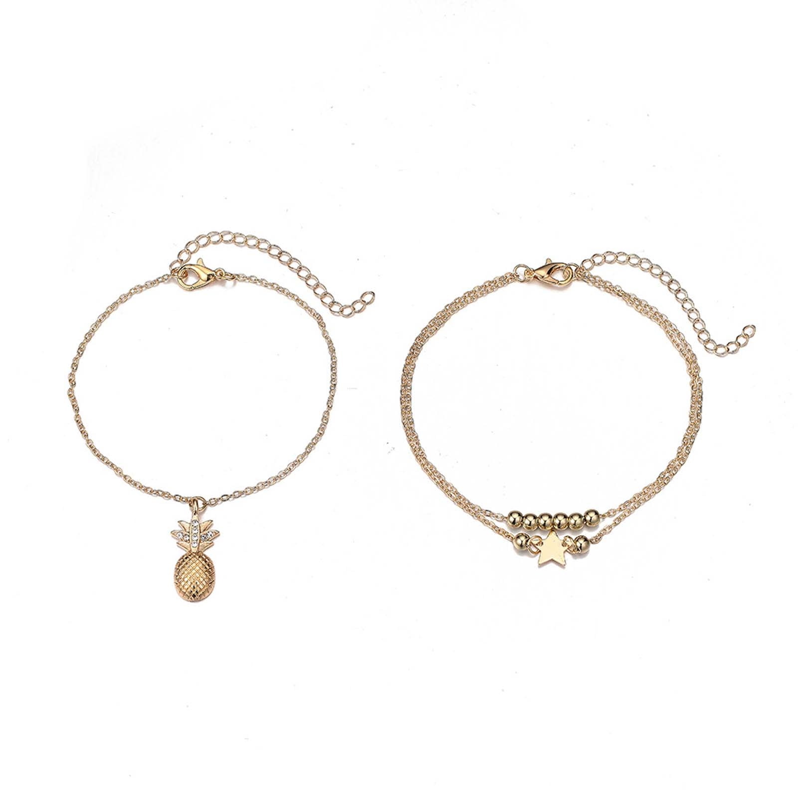 HHBEAUTY Boho Pineapple and Star Ankle Bracelet Vintage Pineapple Foot ...