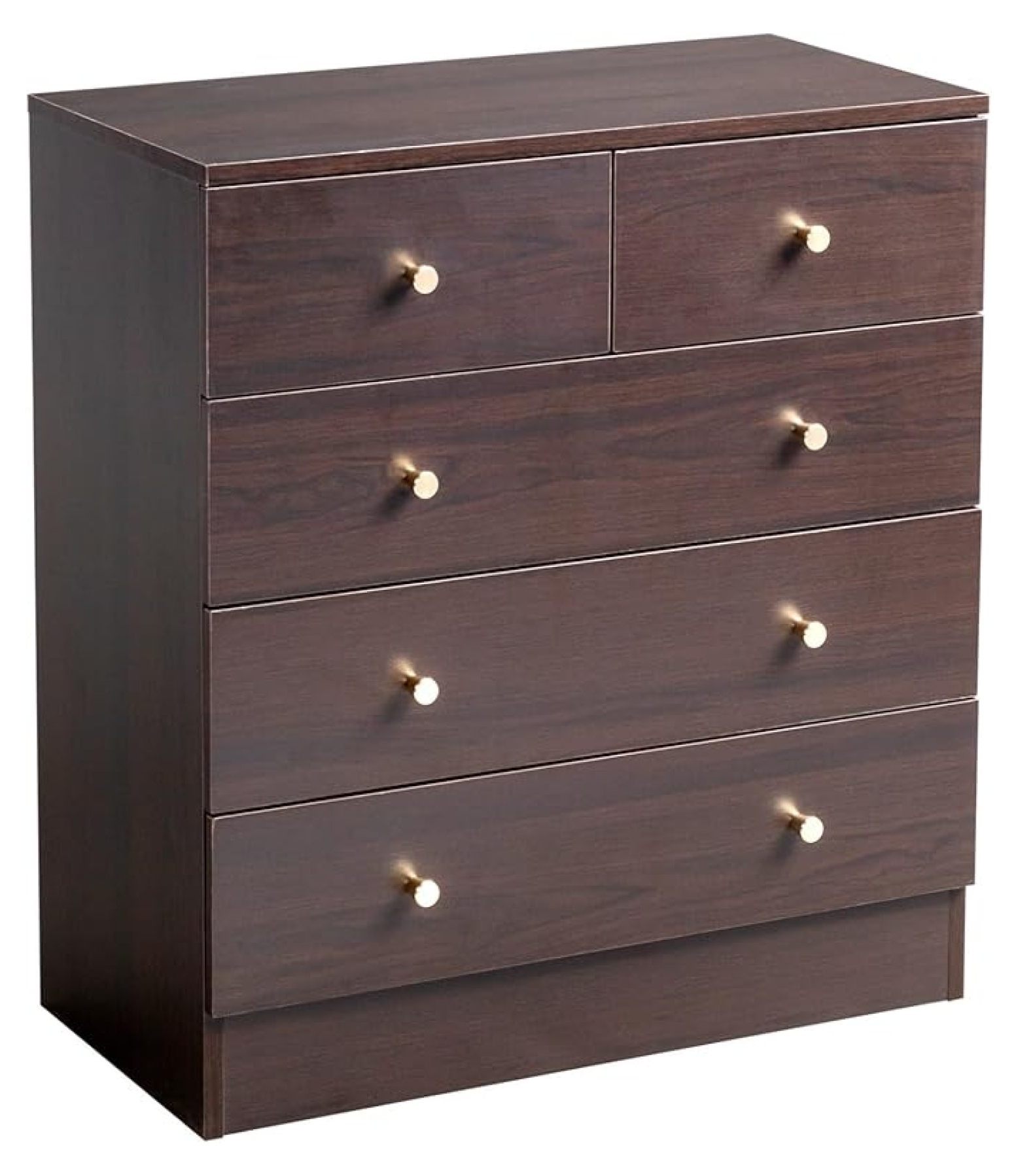 HHBEAUTY Brown 5 Drawer Dresser for Bedroom, Modern Wood Dresser Chest ...