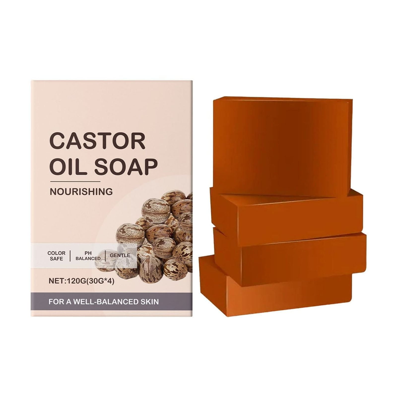 HHBEAUTY Castor Oil Herbal Soap | Natural Bar Soap for Face and Body ...