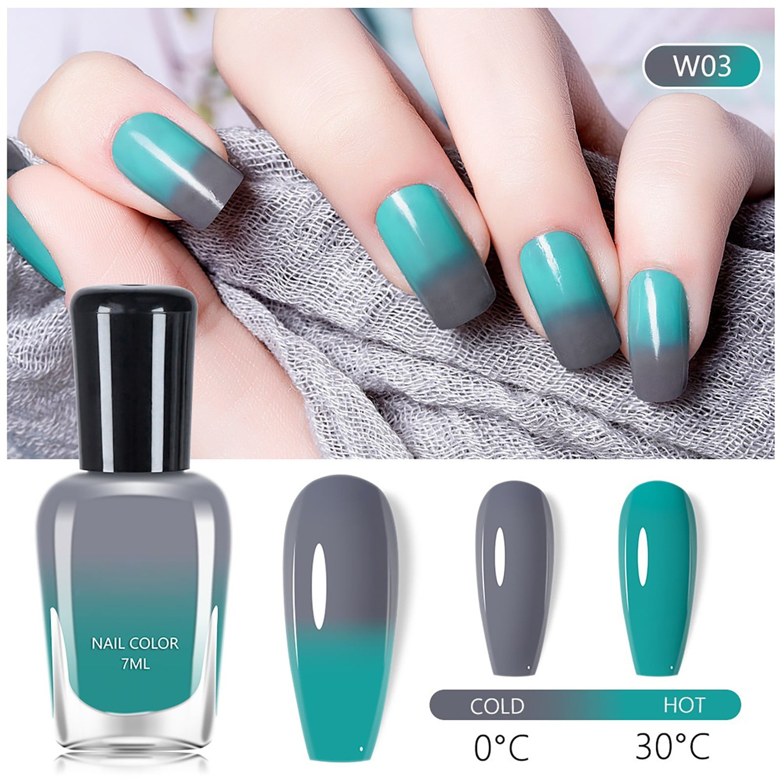 HHBEAUTY Color Changing Gel Nail Polish, Multicolour Mood Temperature ...