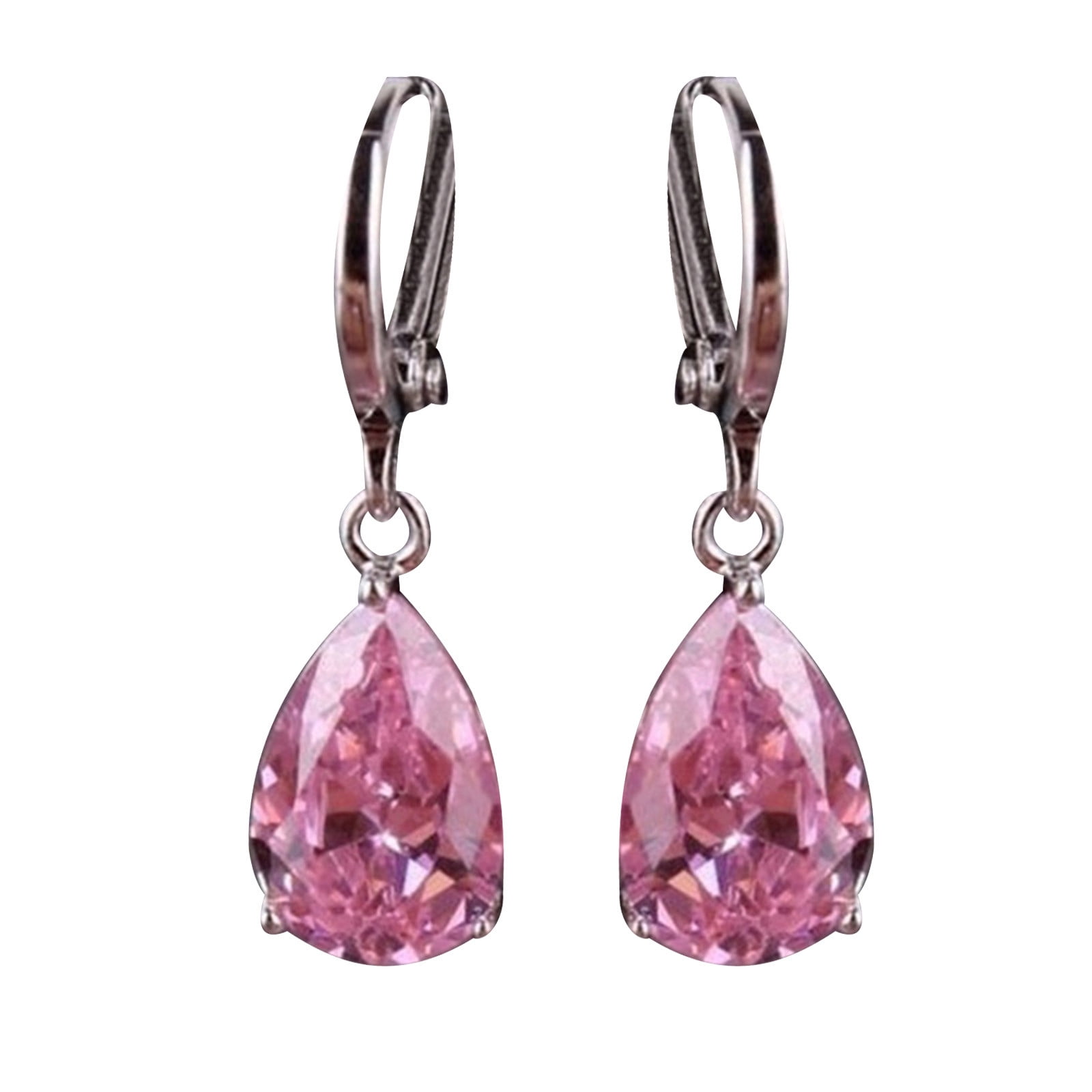 HHBEAUTY Colored Artificial Diamond Dangle Earrings for Women Silver ...