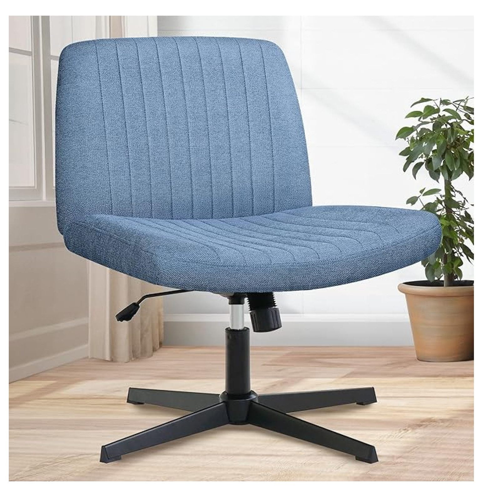 HHBEAUTY Criss Cross Chair No Wheel Wide Cross Legged Office Desk ...