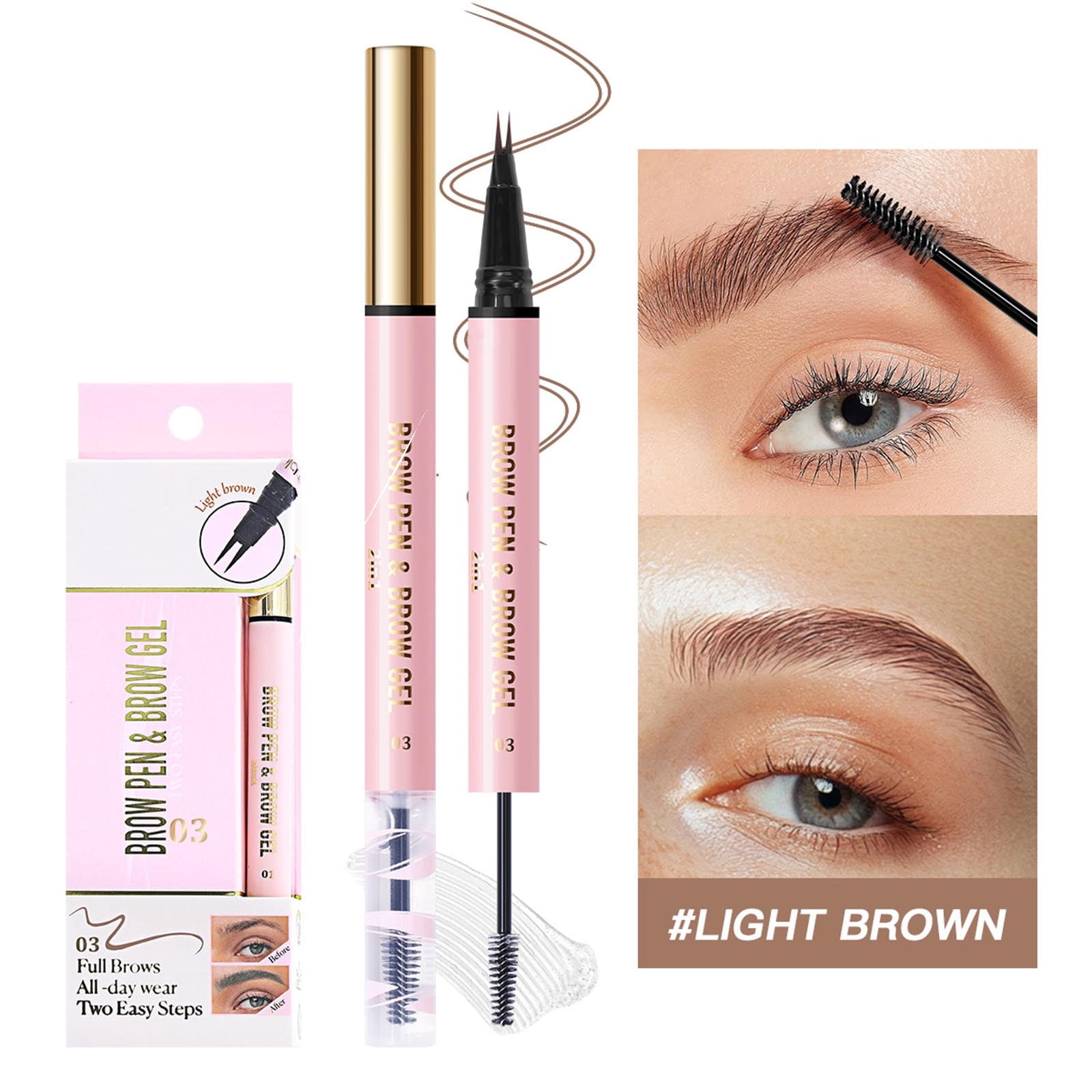 HHBEAUTY Eyebrow Pen and Eyebrow Gel - Eyebrow Pencils for Women with 4 ...