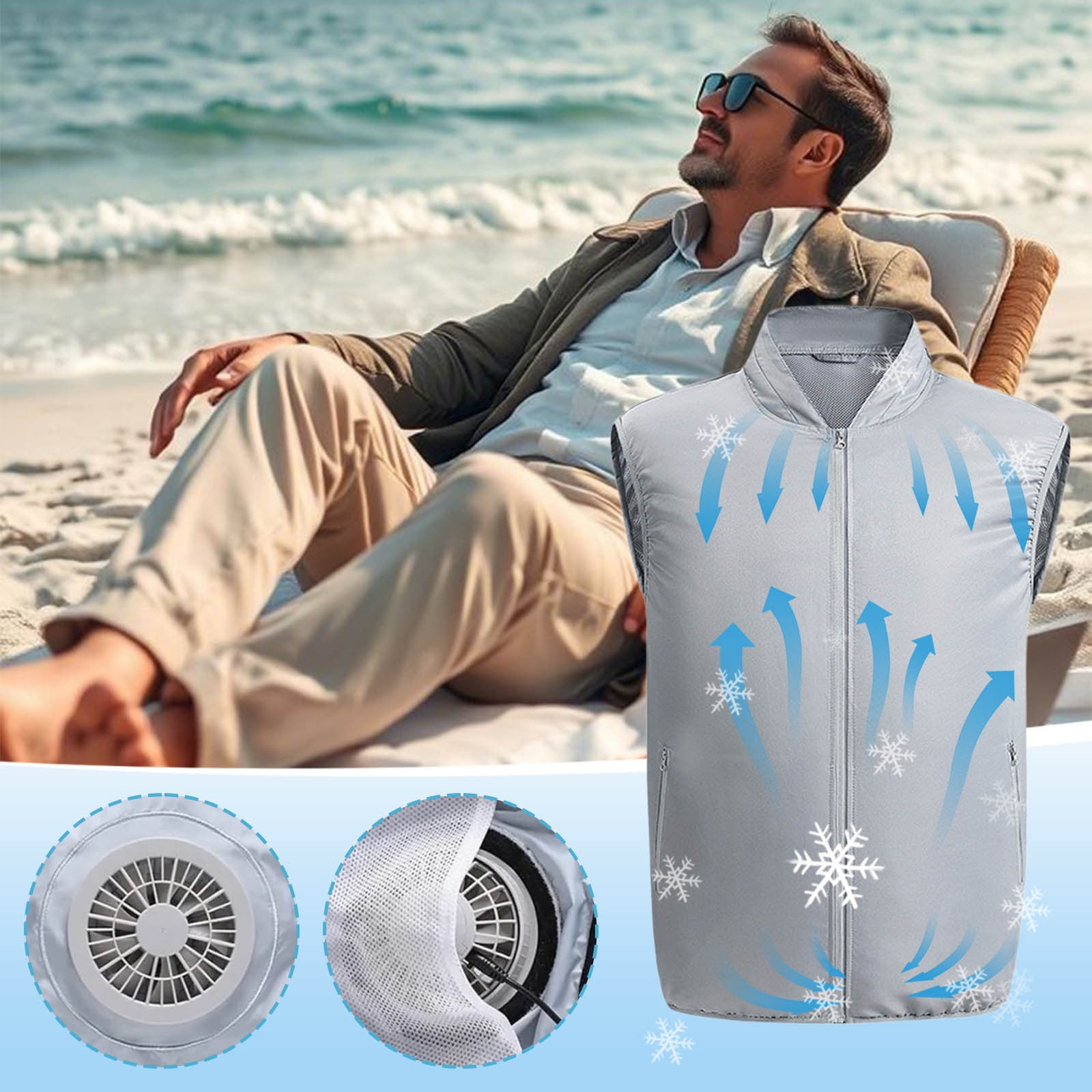 HHBEAUTY Fishing Cooling Vest Jacket with 2 Fans, Air-Conditioned Work ...