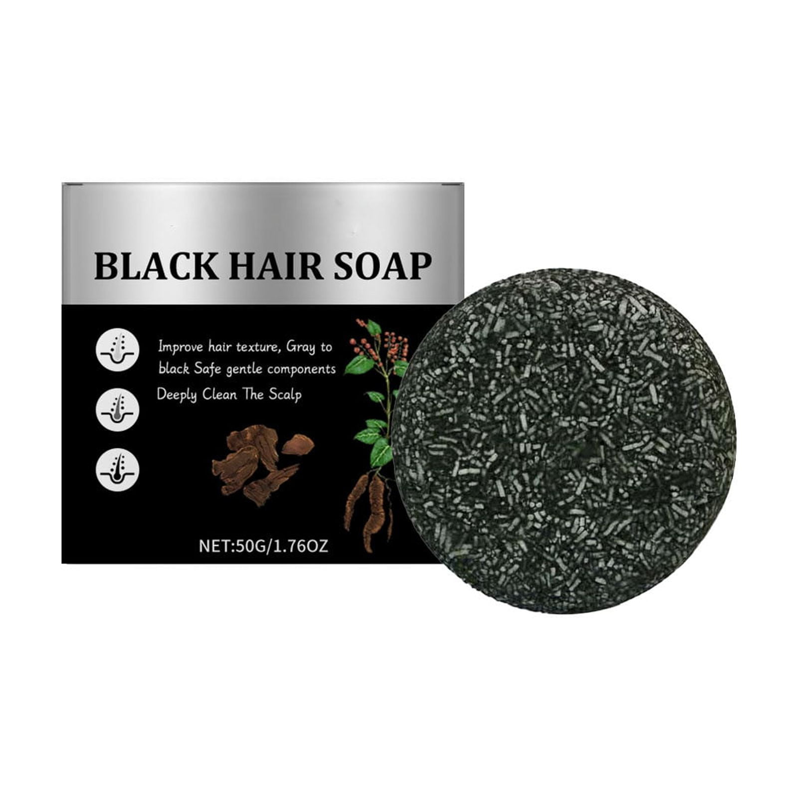HHBEAUTY Gray Hair Reverse Shampoo Bar for Unisex, Black Hair Soap for ...