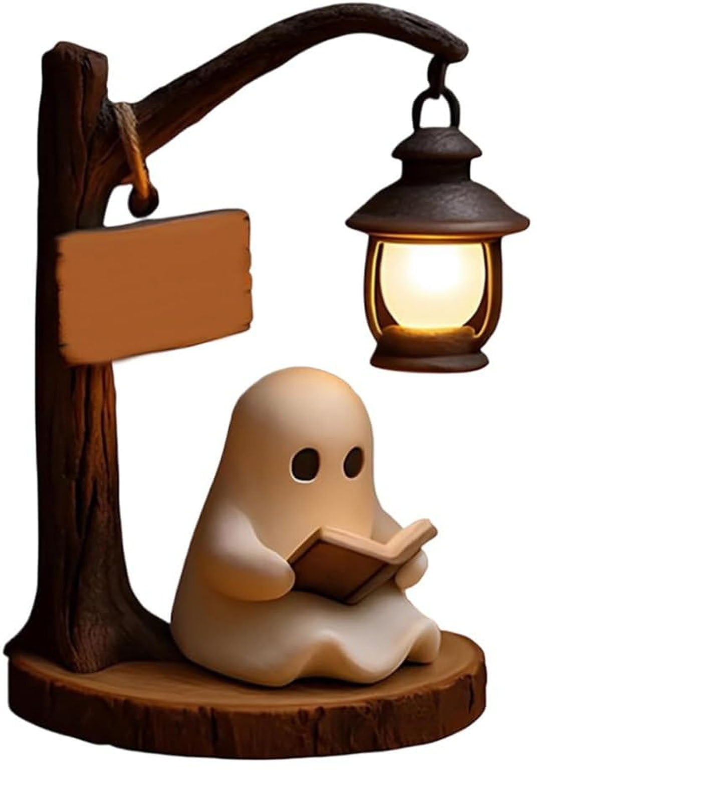 HHBEAUTY Halloween Cute Ghost Reading Lantern, 3D Resin Halloween Ghost ...