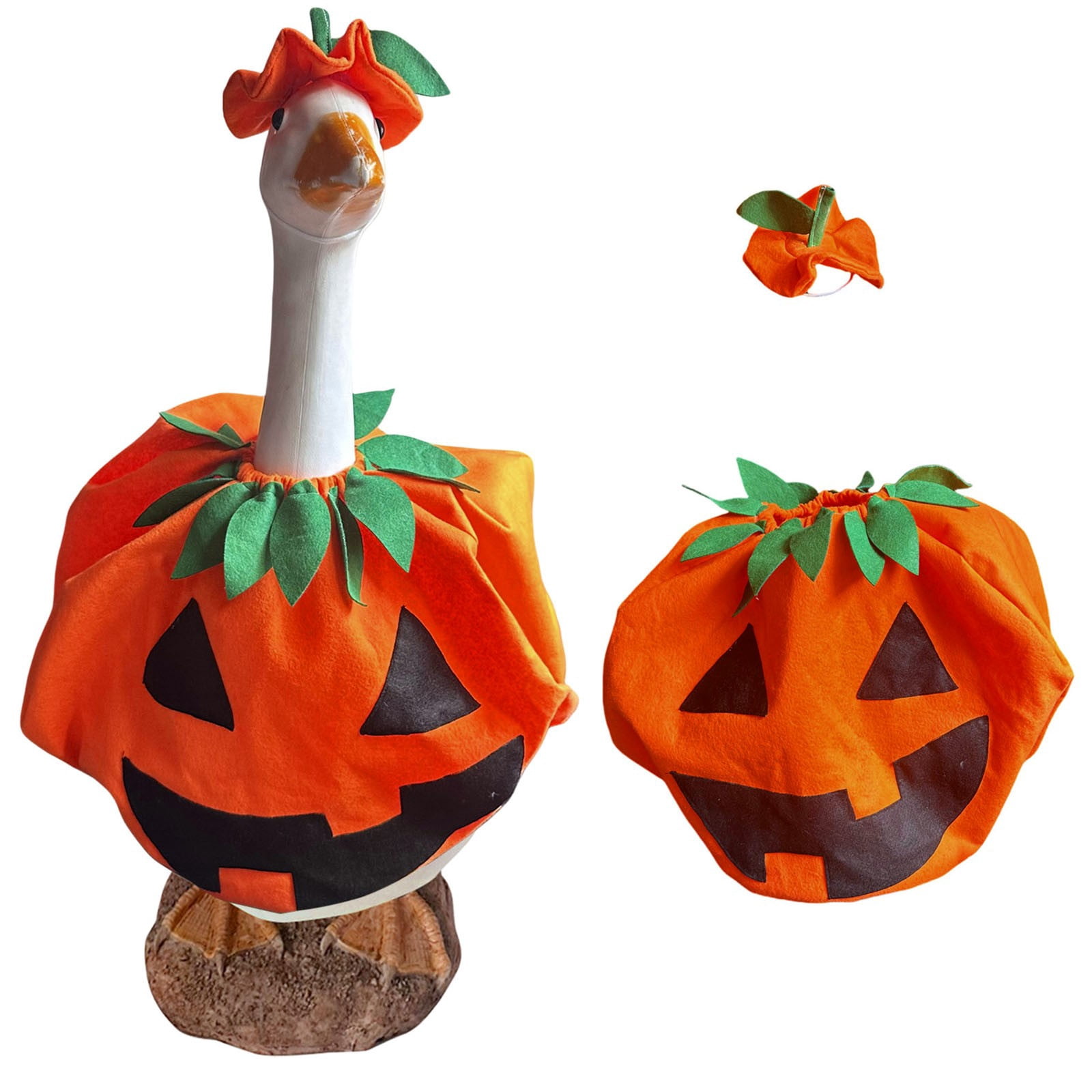 HHBEAUTY Halloween Pumpkin Porch Goose Outfit–23" Cement Plastic Goose ...