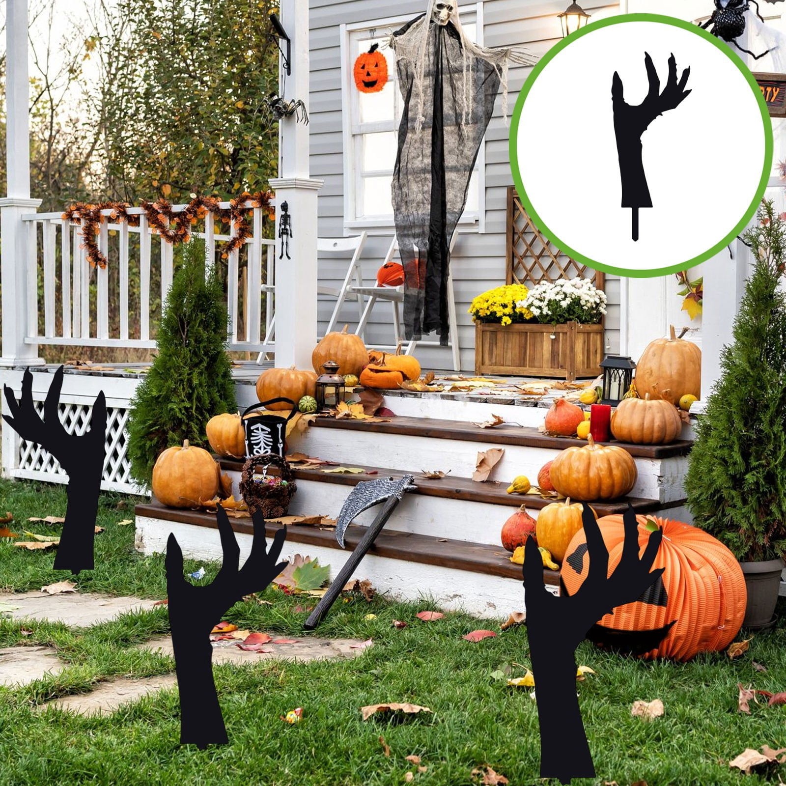 HHBEAUTY Halloween Skeleton Stakes Decorations, Zombie Graveyard ...