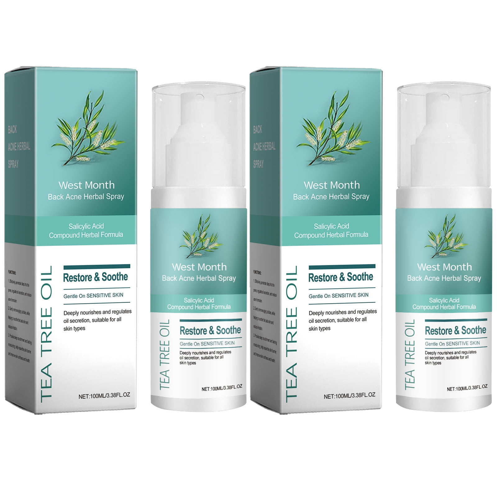 HHBEAUTY Herbal Back Care Spray, Back Acne Treatment Spray With Herbal ...