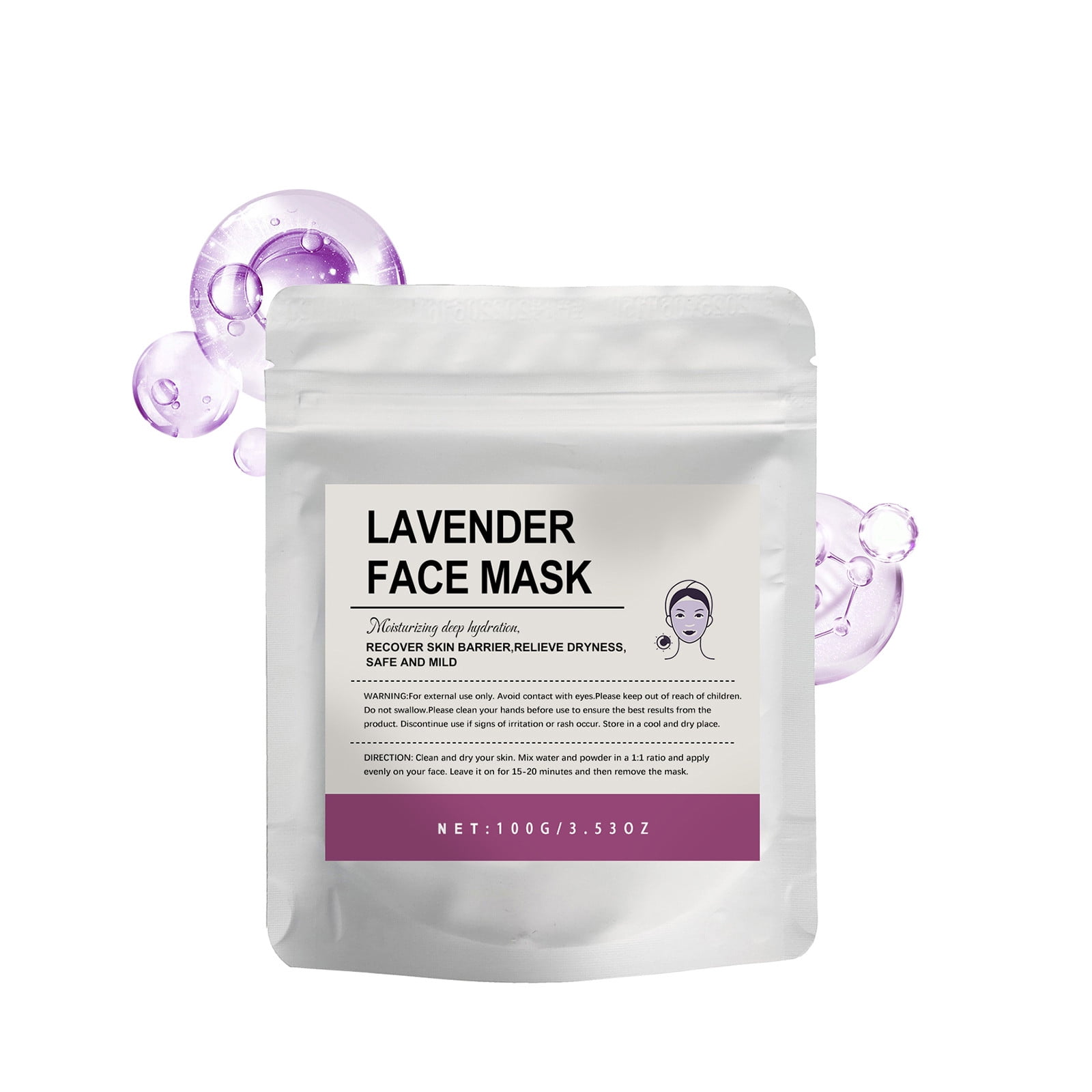 HHBEAUTY Lavender Face Mask, Micro Ingredients Hyaluronic Acid Facial ...