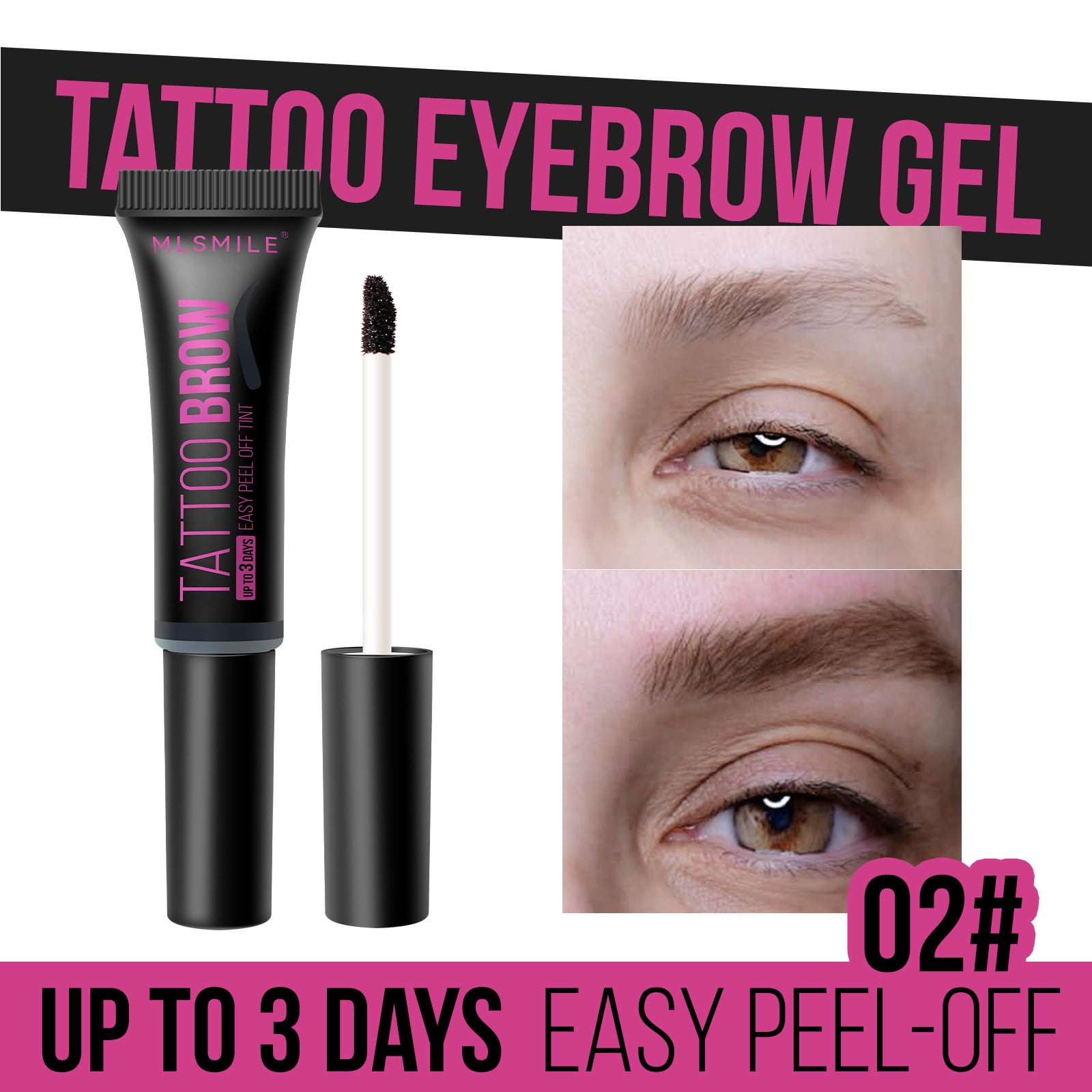 HHBEAUTY Peel Off Eyebrow Tinting Gel, Grey Black Tattoo Eyebrow Gel ...